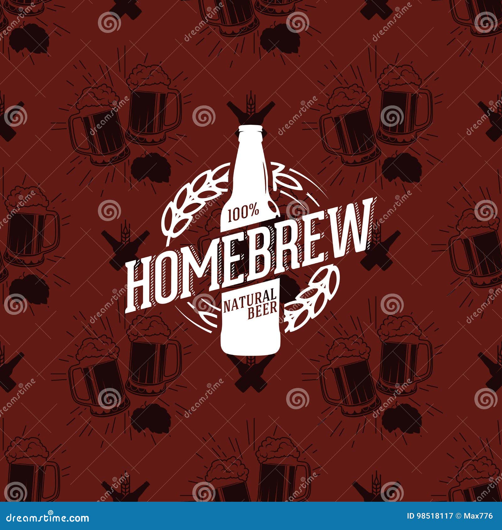 Homebrew Logo on Seamless Pattern Clinking Glasses of Beer, Vector ...
