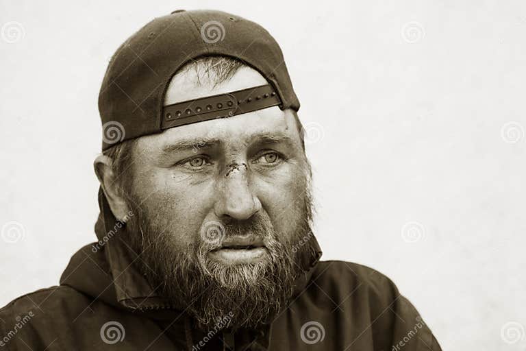 Sad Homeless Man in Depression Outdoor Stock Photo - Image of outdoor ...