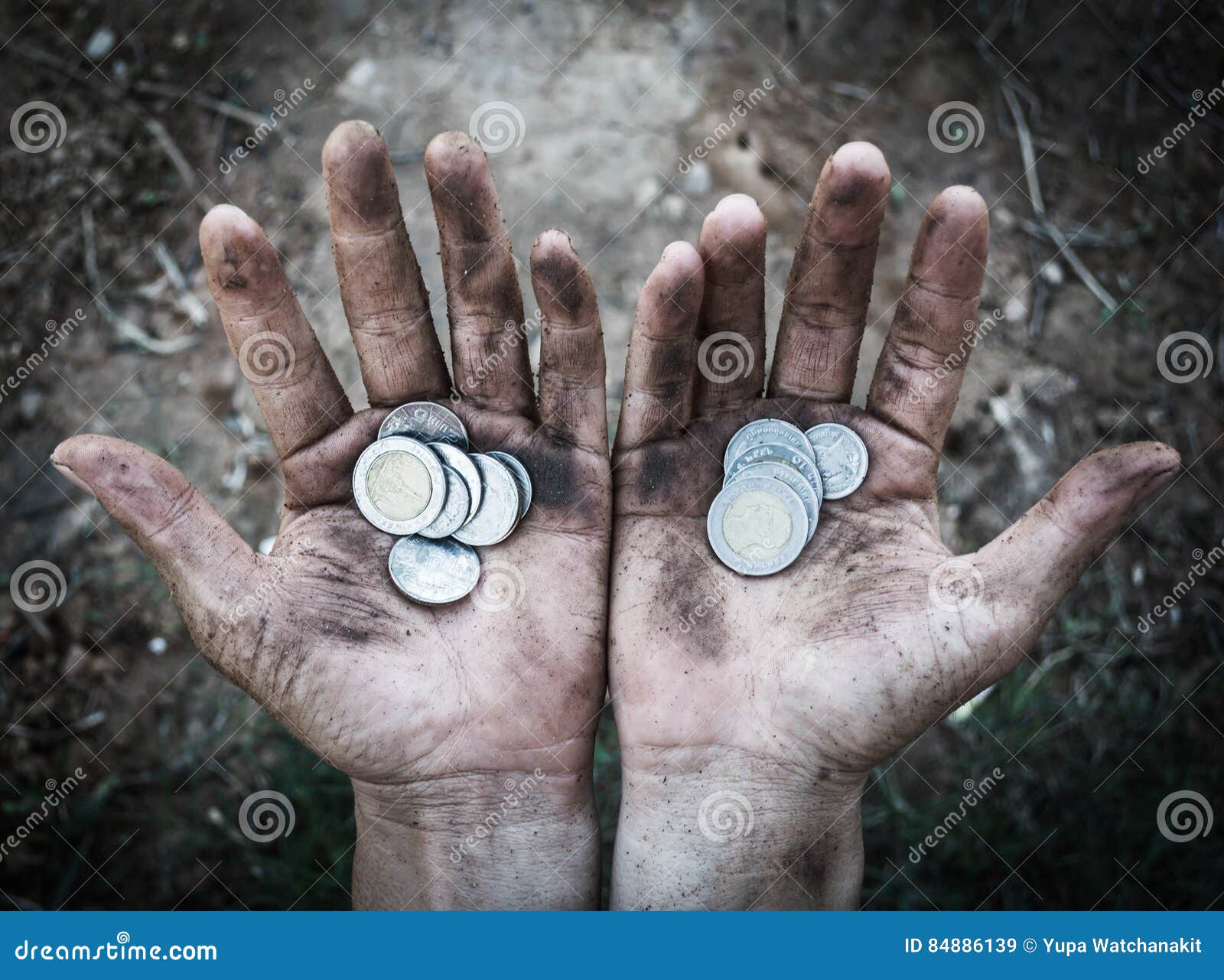 Homeless Begging Hand of Man with Money Stock Image - Image of ...