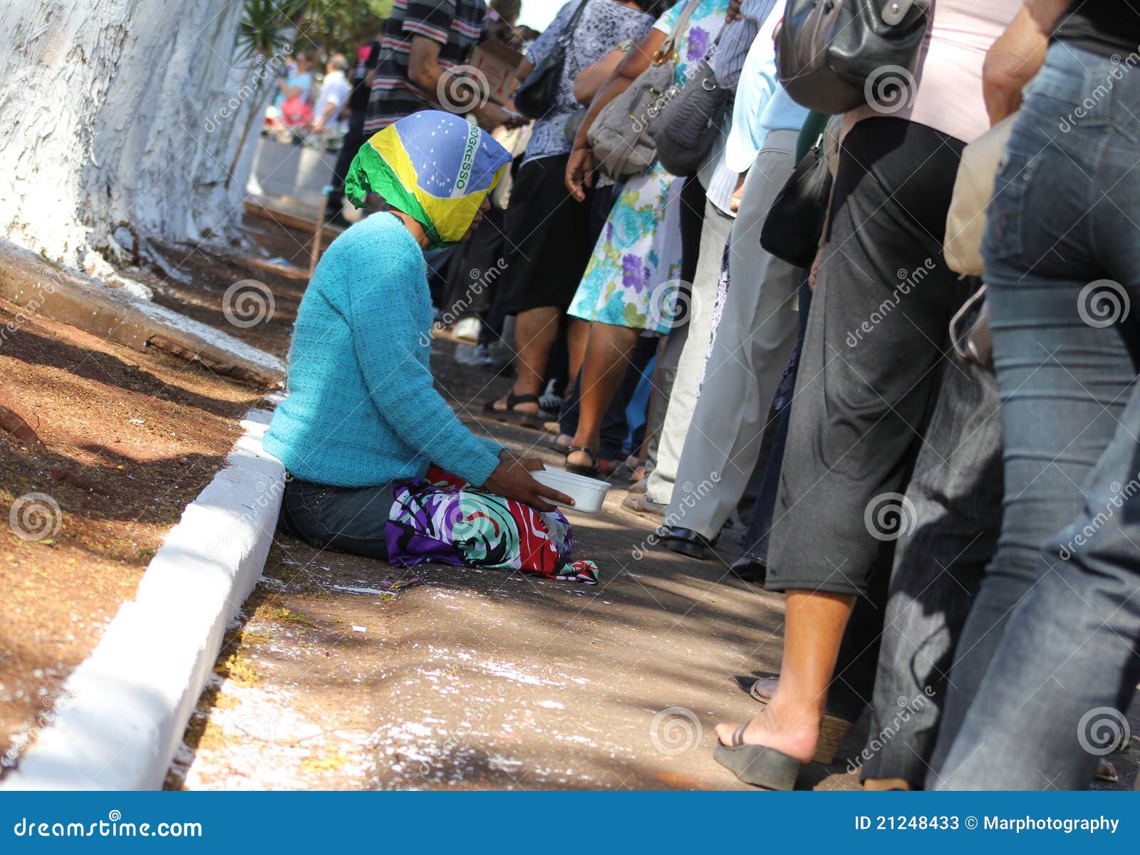 Homeless with Brazilian Flag Over the Head Editorial Stock Photo ...