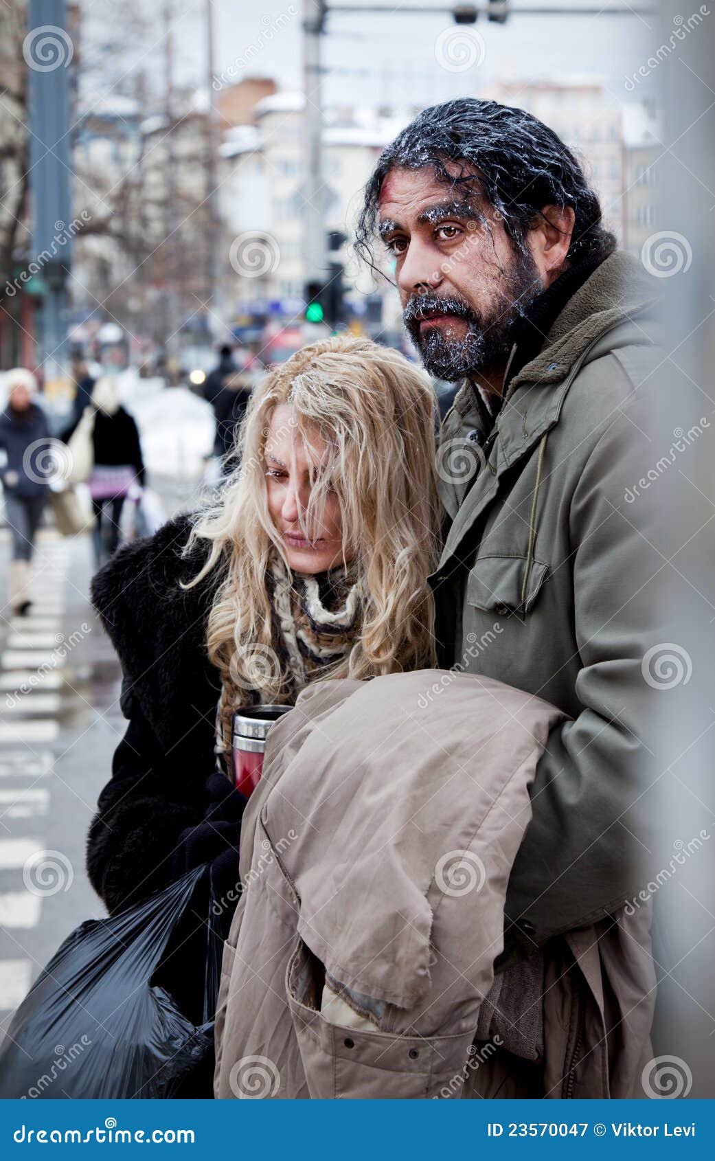 Homeless Couple Struggle City Centre Stock Image - Image of homeless ...