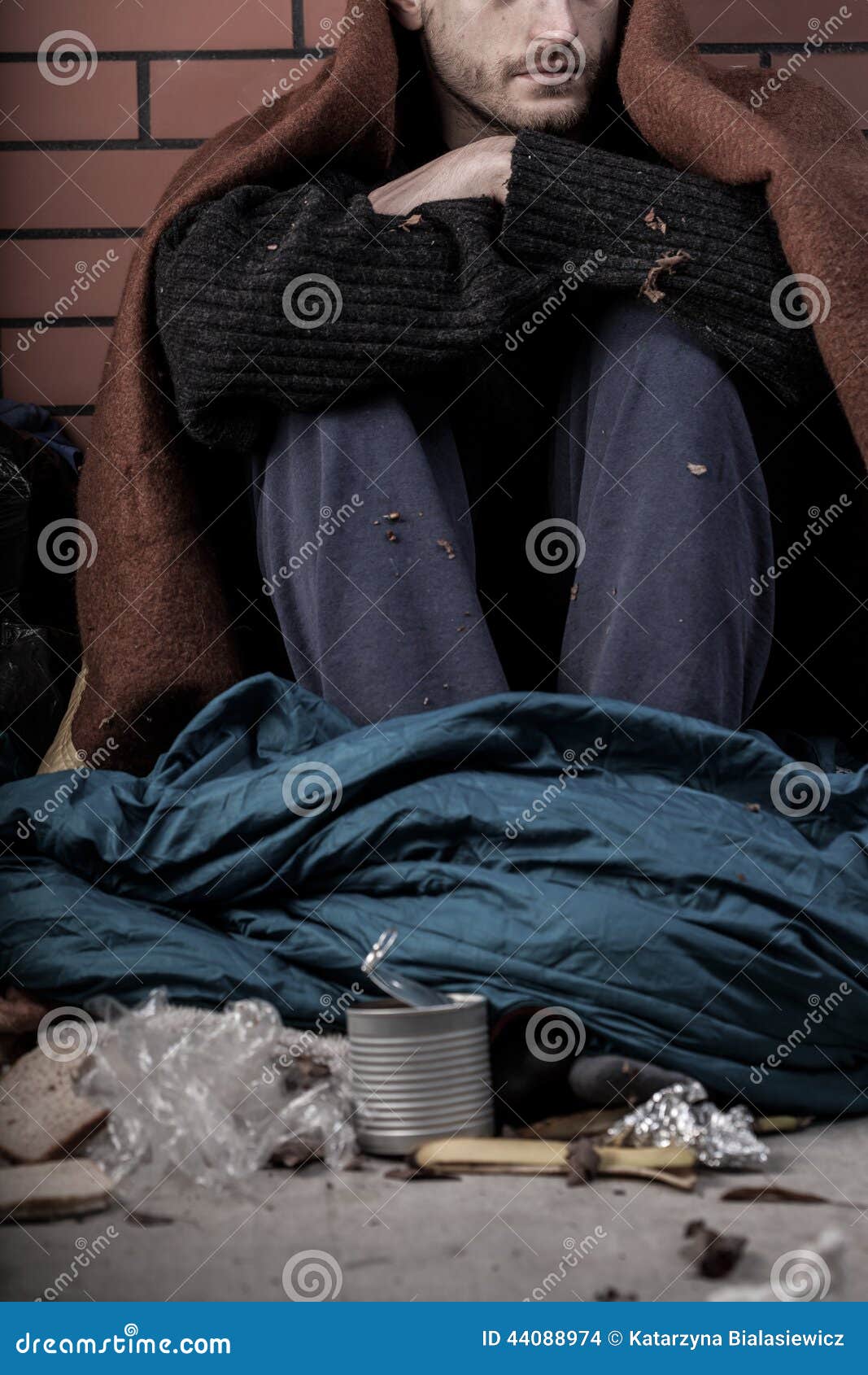 A homeless depressed man stock photo. Image of fear, beggar - 44088974