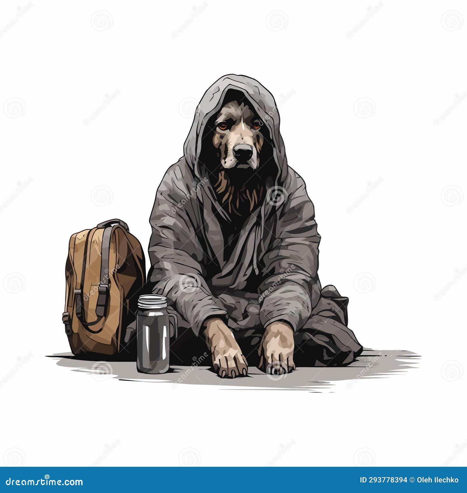 Homeless Dog Vector Flat Minimalistic Isolated Illustration Stock ...