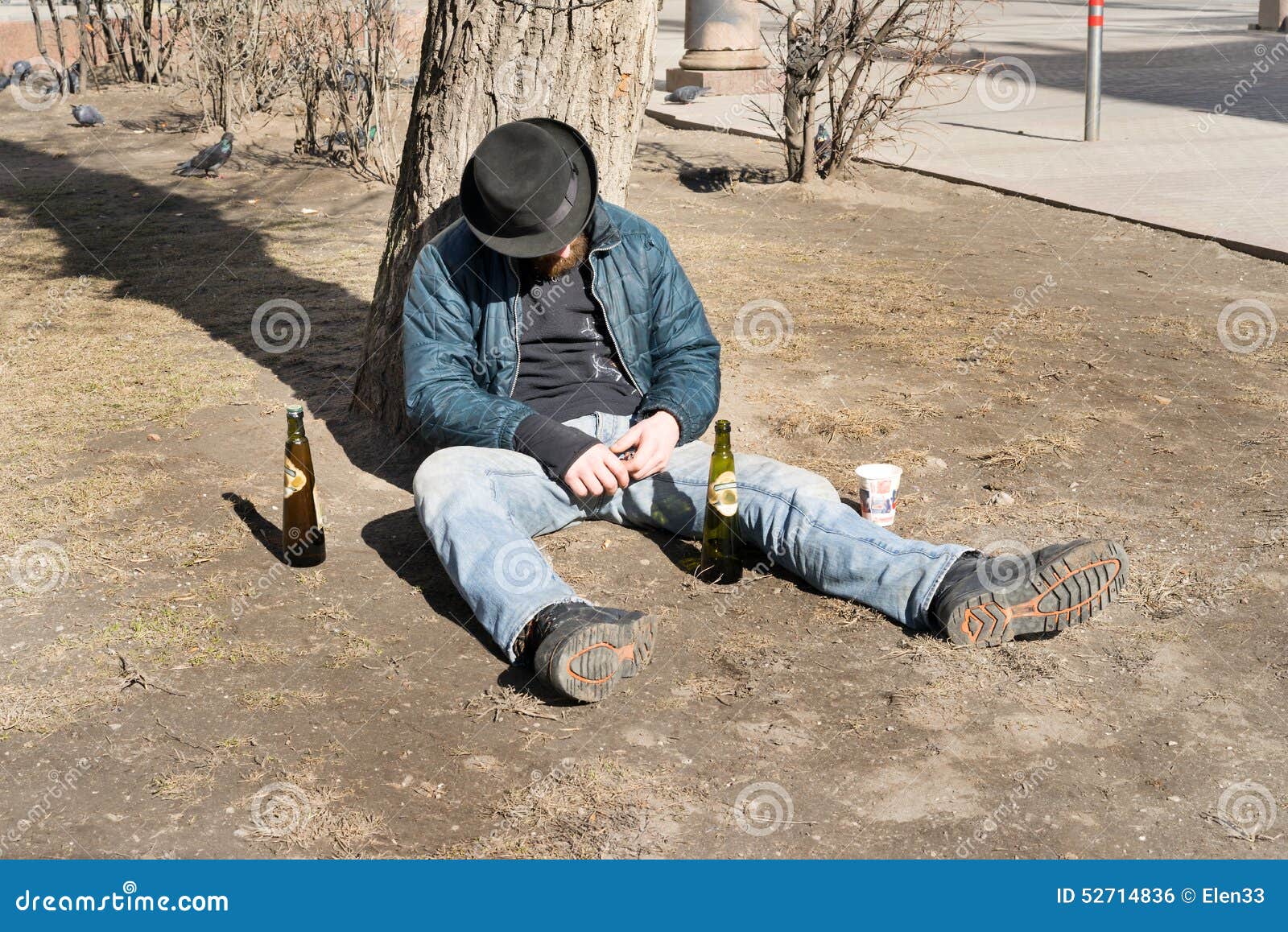 Drunk Homeless Couple Sit On A Bench Near The Subway Editorial Photo ...