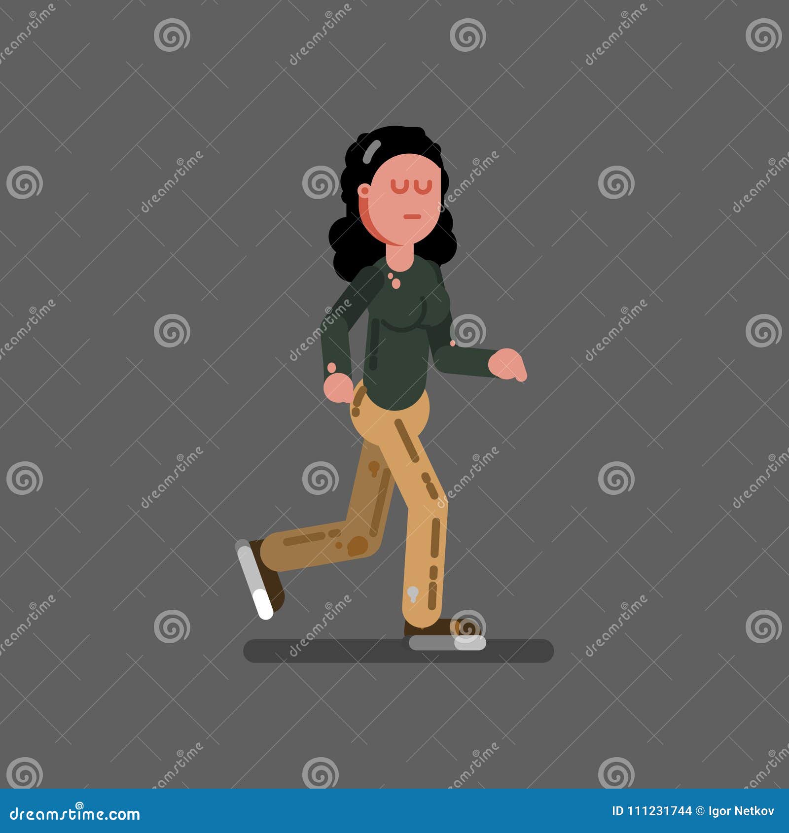 Homeless girl runing stock vector. Illustration of lonely - 111231744