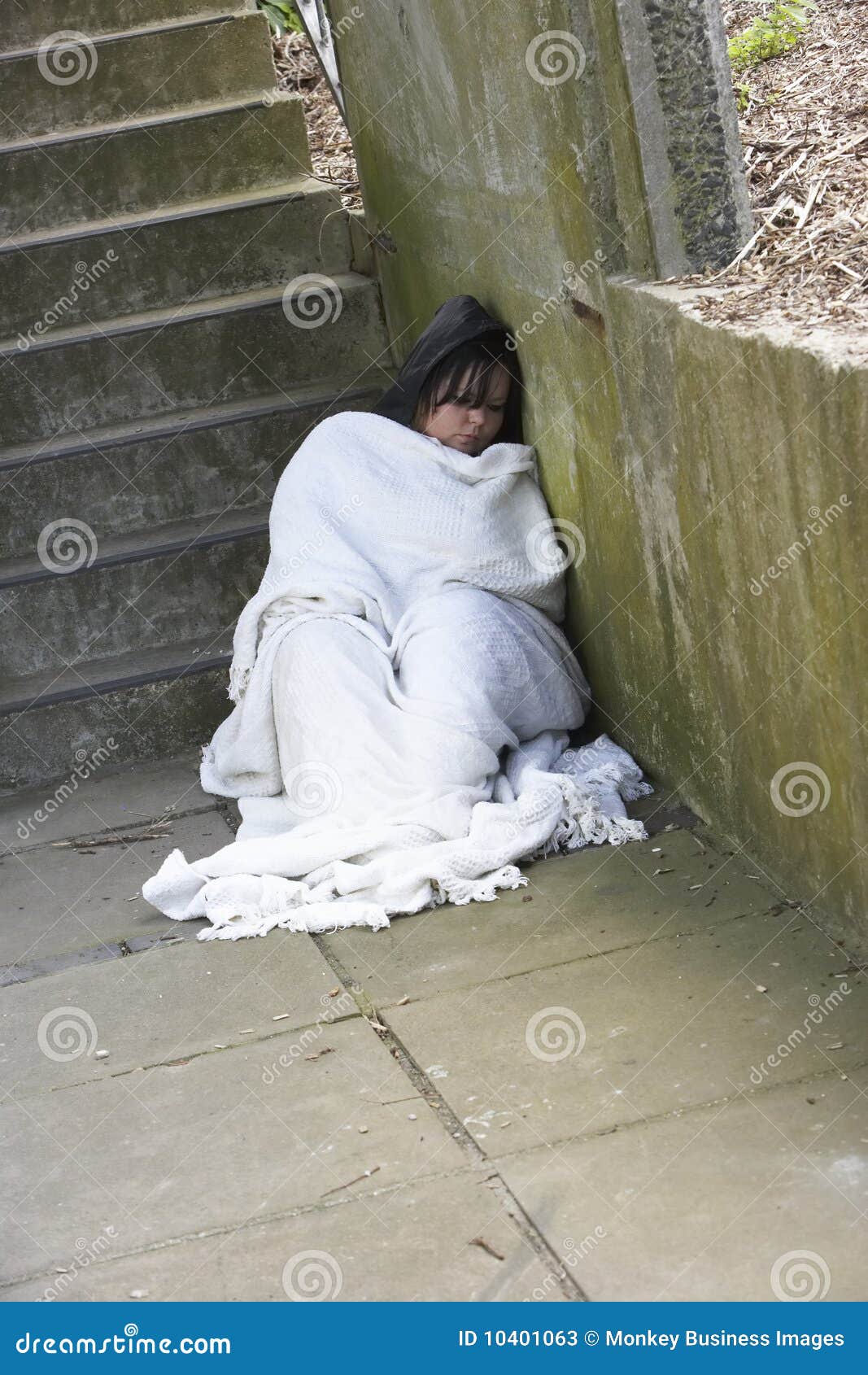 Homeless Girl Sleeping Rough Stock Image - Image of blanket, rough ...