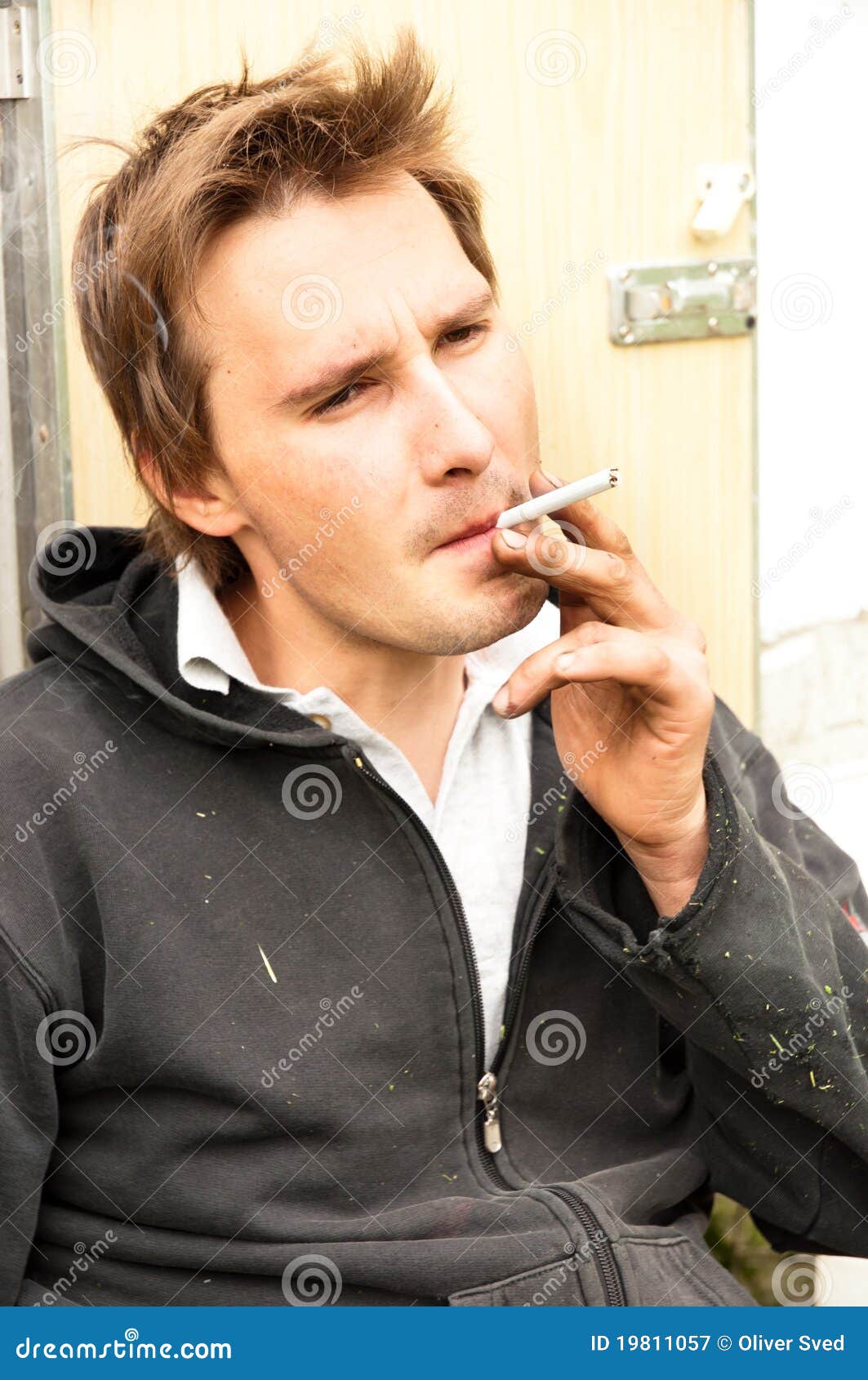 Homeless guy smoking stock image. Image of profile, abuse - 19811057