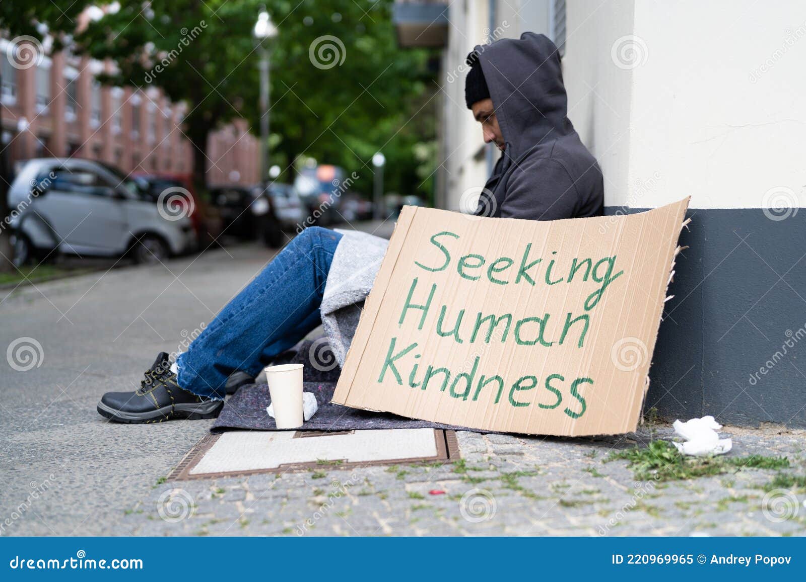 Homeless Lonely Poor Man stock image. Image of human - 220969965