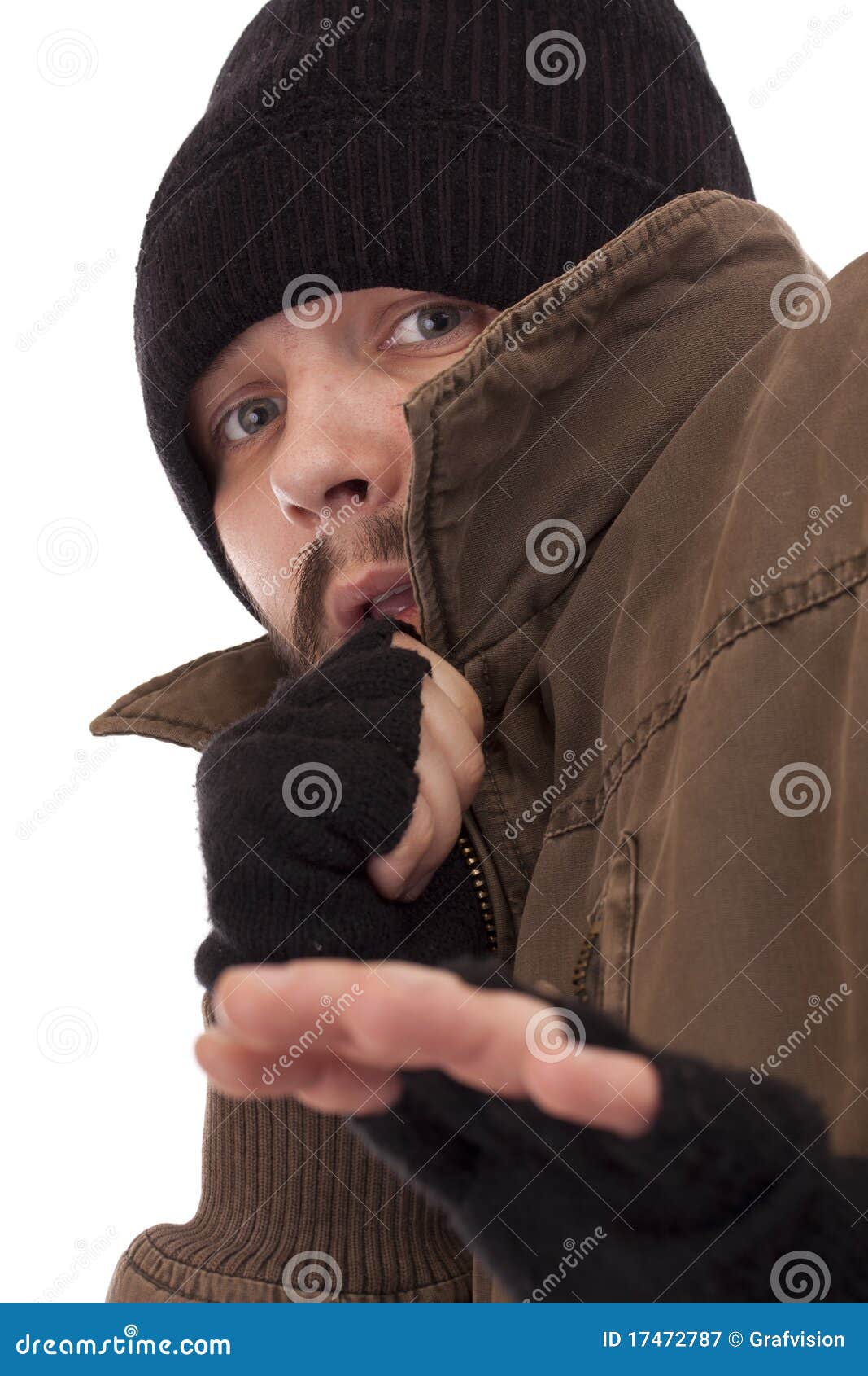 A homeless man afraid stock image. Image of people, poverty - 17472787