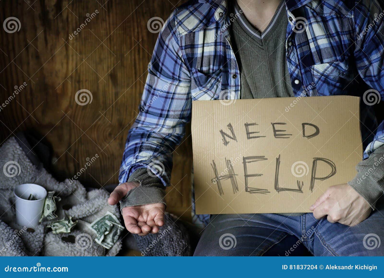 Homeless man ask help stock photo. Image of jobless, person - 81837204