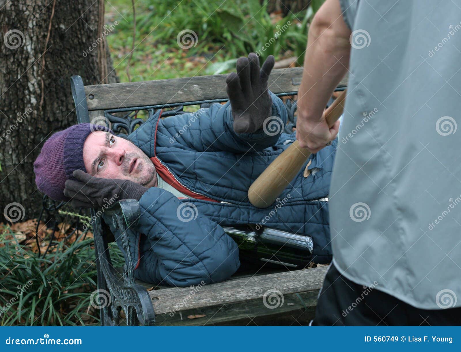 Homeless Man - Defensive Posture Stock Image - Image of mental, illness ...