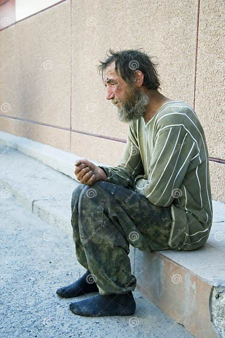 Sad Homeless Man in Depression Stock Photo - Image of alcoholic, hungry ...