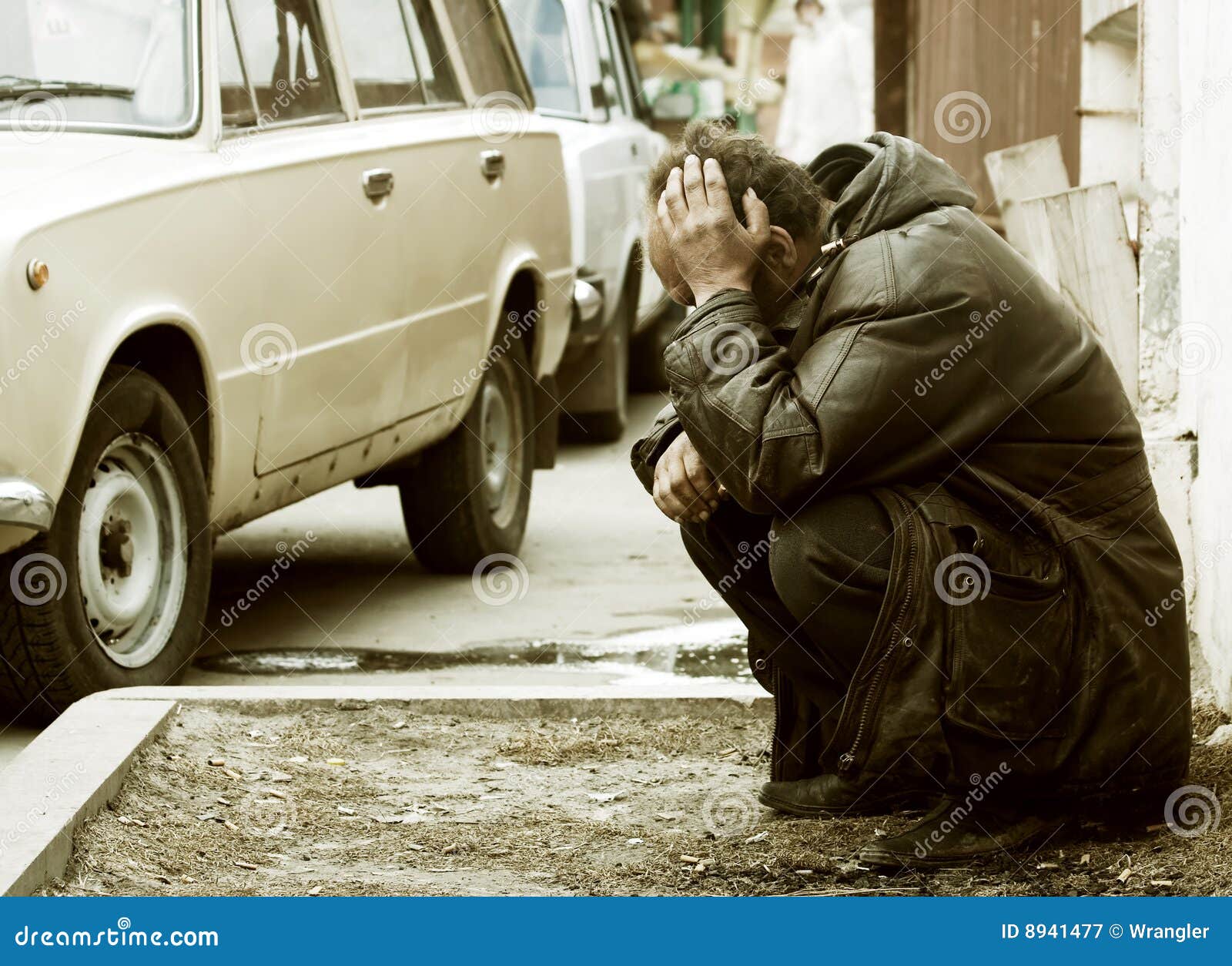 Sad Homeless Man In Depression Stock Photography | CartoonDealer.com ...