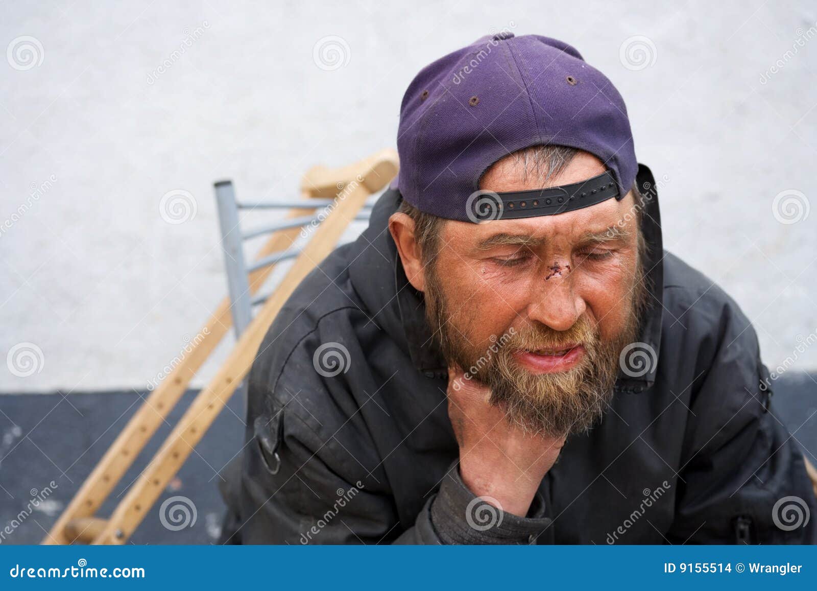 Homeless Man in Despair on the City Street Stock Photo - Image of drunk ...