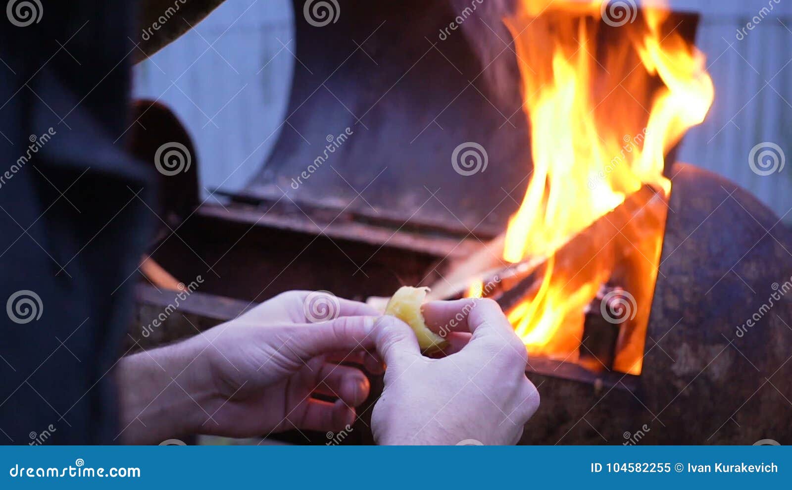 Homeless Man Eating by the Fire Clouse Up Stock Video - Video of embers ...