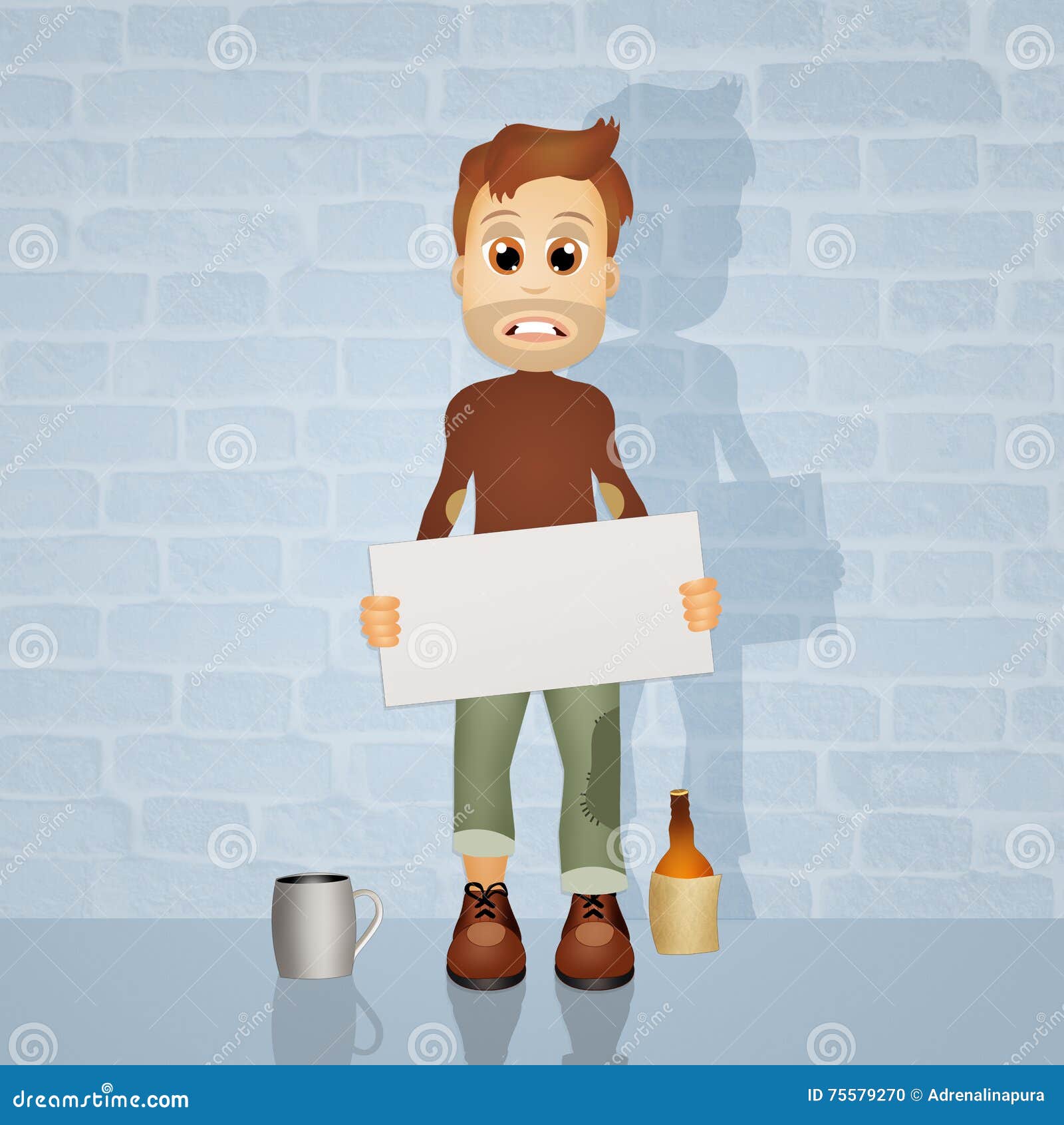 Homeless man stock illustration. Illustration of hungry - 75579270