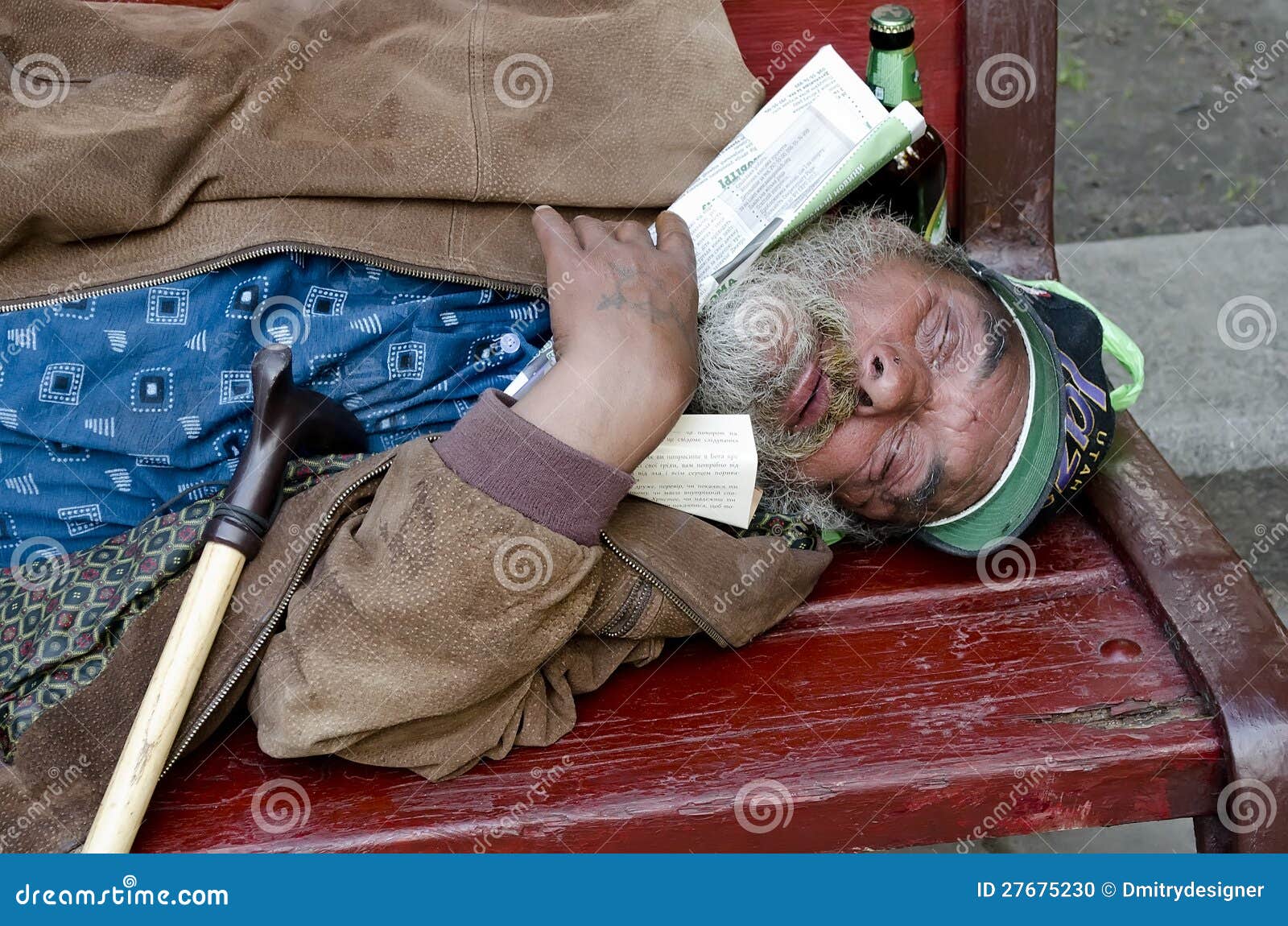 Homeless Man Sleeping on a Bench Editorial Image - Image of bench ...