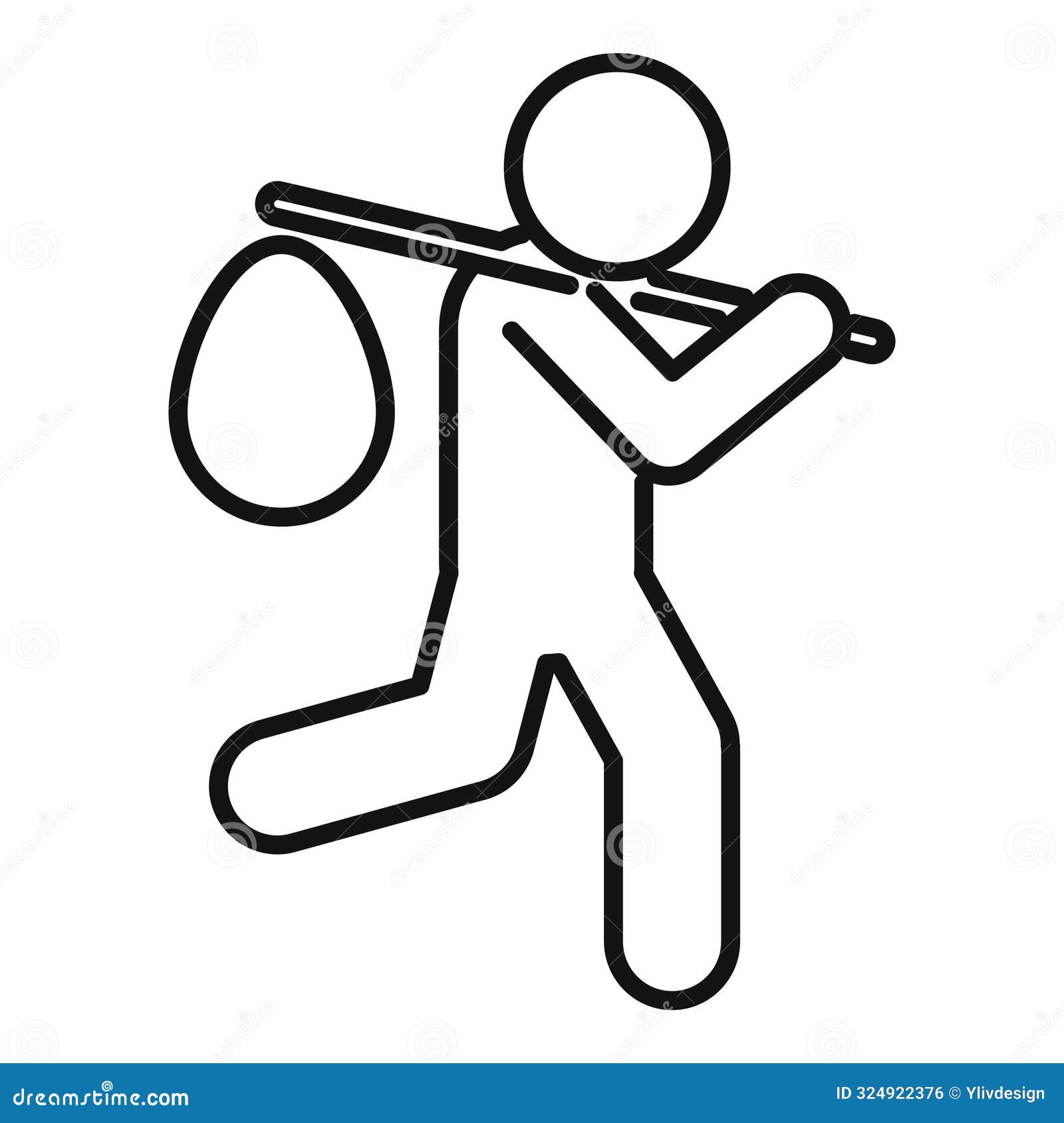 Homeless Man is Walking with Sack on Stick Stock Illustration ...