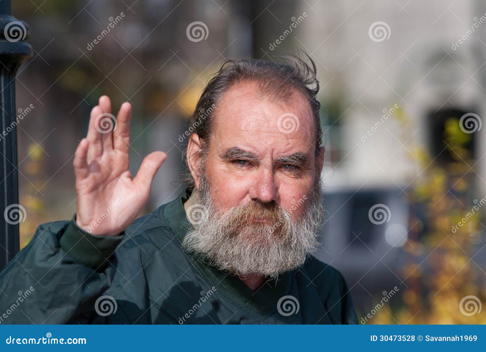 Homeless man waving stock photo. Image of greeting, hopeless - 30473528