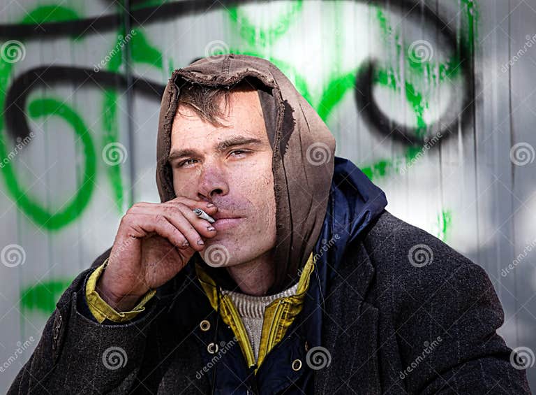 Homeless Men smoking stock image. Image of life, looking - 17162101