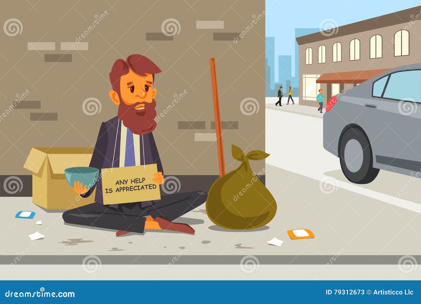 Homeless Panhandler on the Street Stock Vector - Illustration of ...