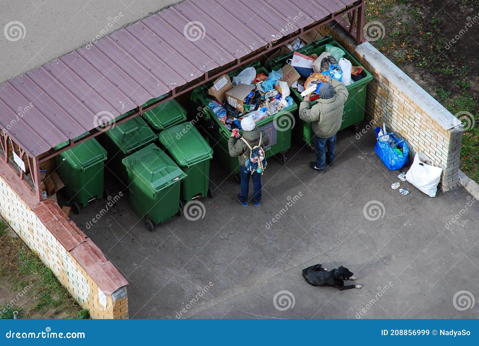 Homeless People Digging Trash Cans Editorial Stock Image - Image of ...