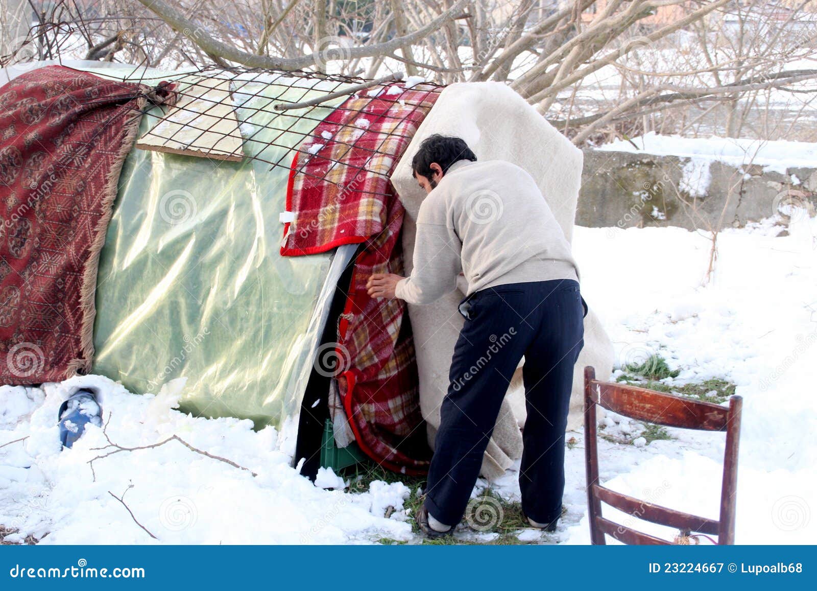 Homeless People Living Under the Snow Editorial Photography - Image of ...