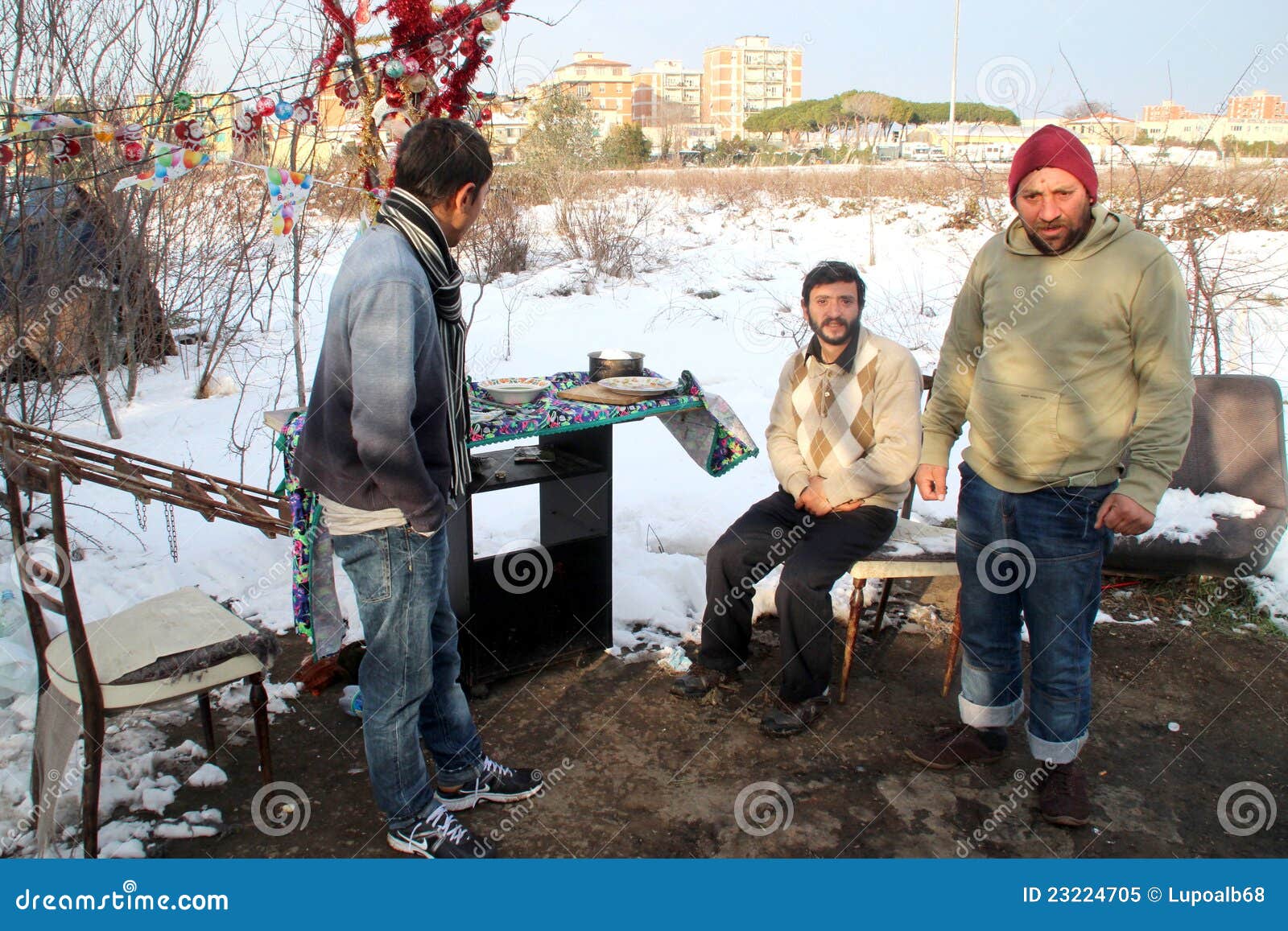 Homeless People Living Under the Snow Editorial Image - Image of ...