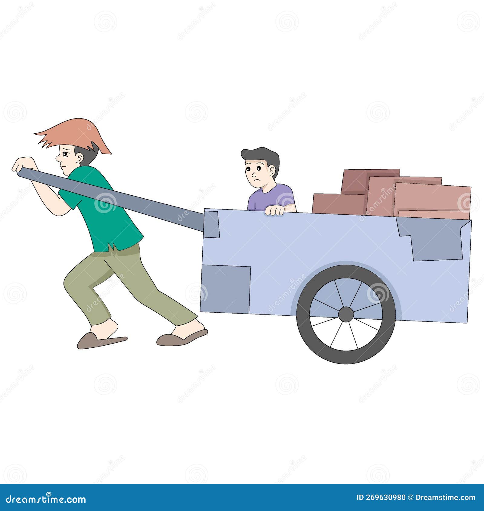 Pulling A Cart Cartoon Vector | CartoonDealer.com #44305925
