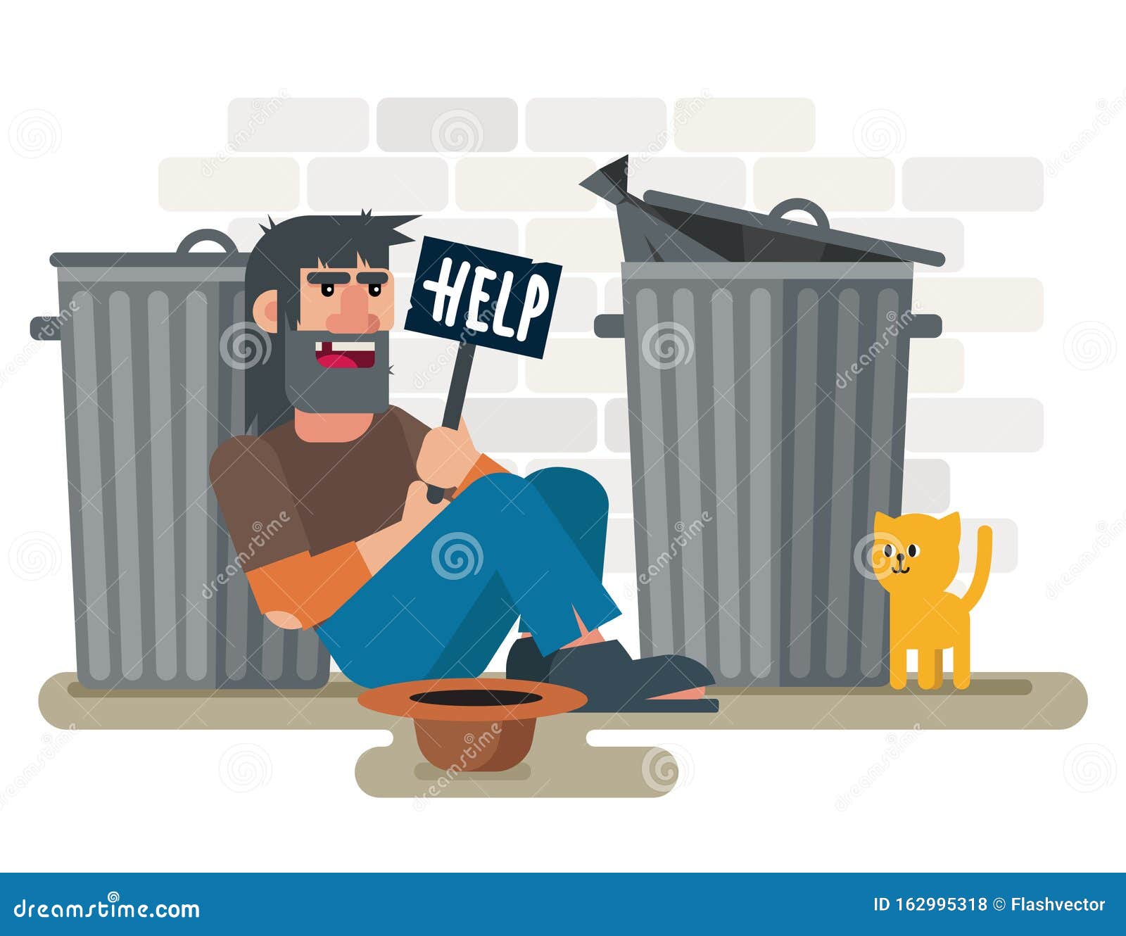 Poor Kid Cartoon Vector | CartoonDealer.com #19155877