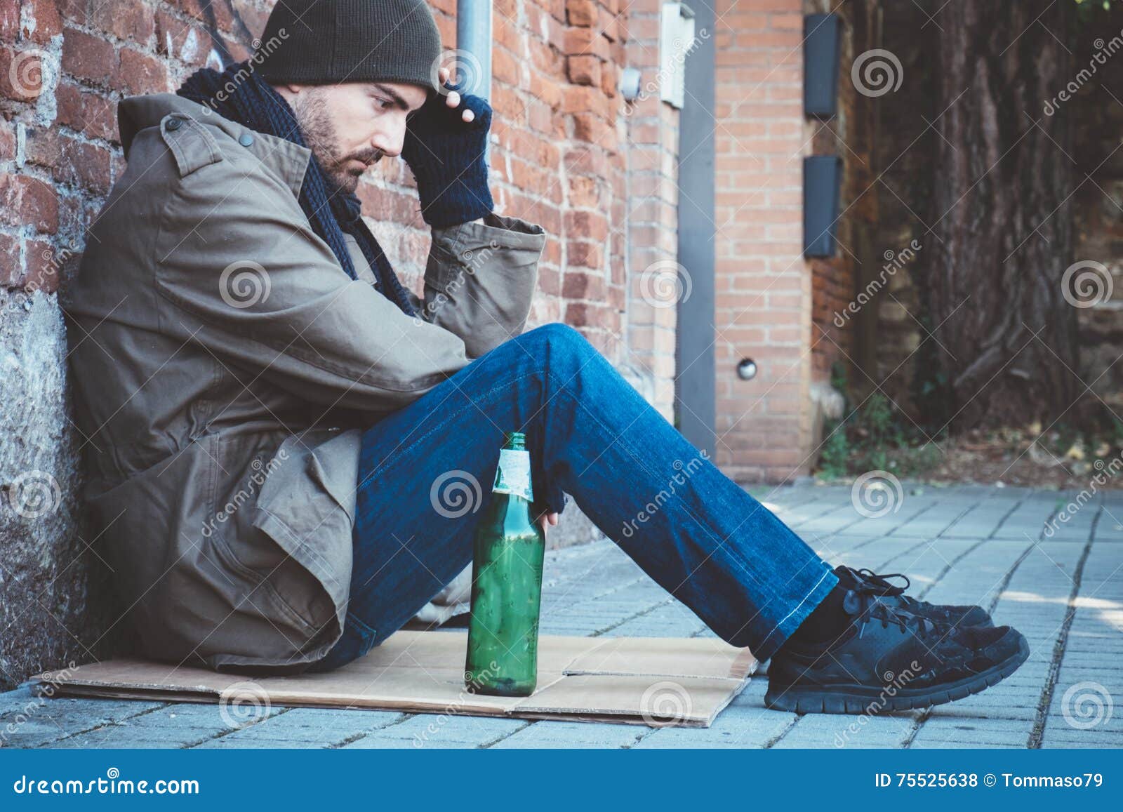 Homeless Man Drinking Alcohol From A Bottle Stock Photo | CartoonDealer ...