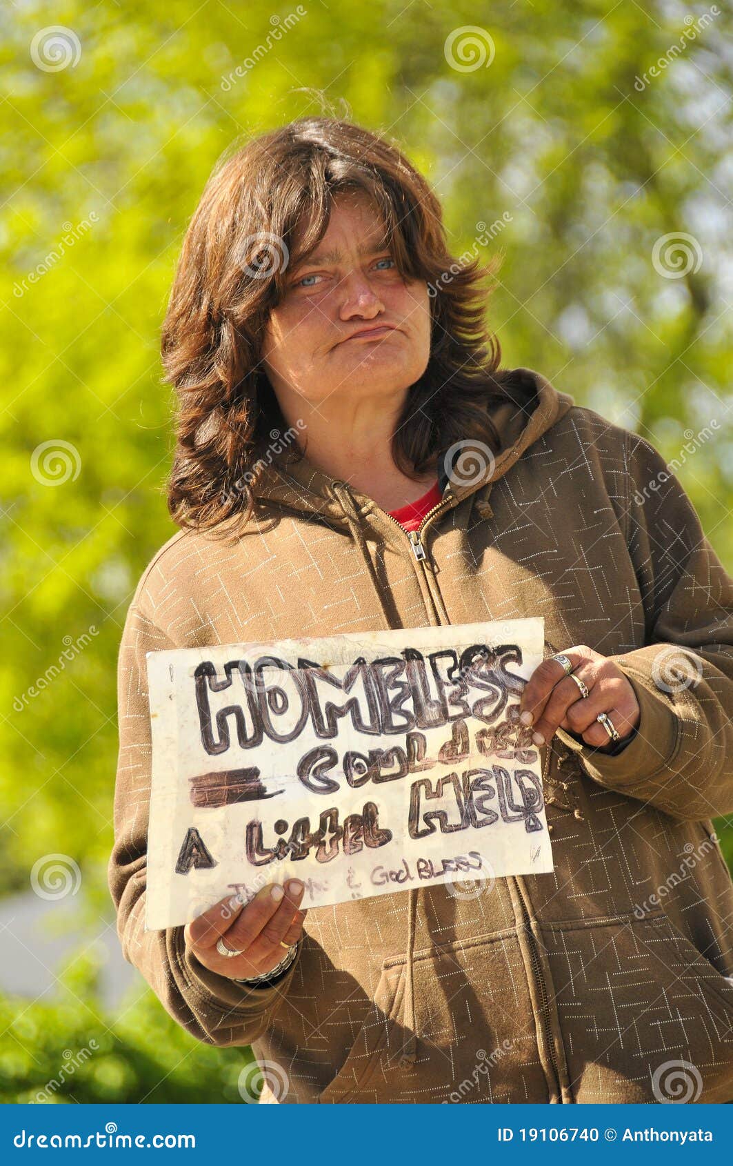 Homeless Woman Needing Help Stock Photo - Image of colourful, hungry ...