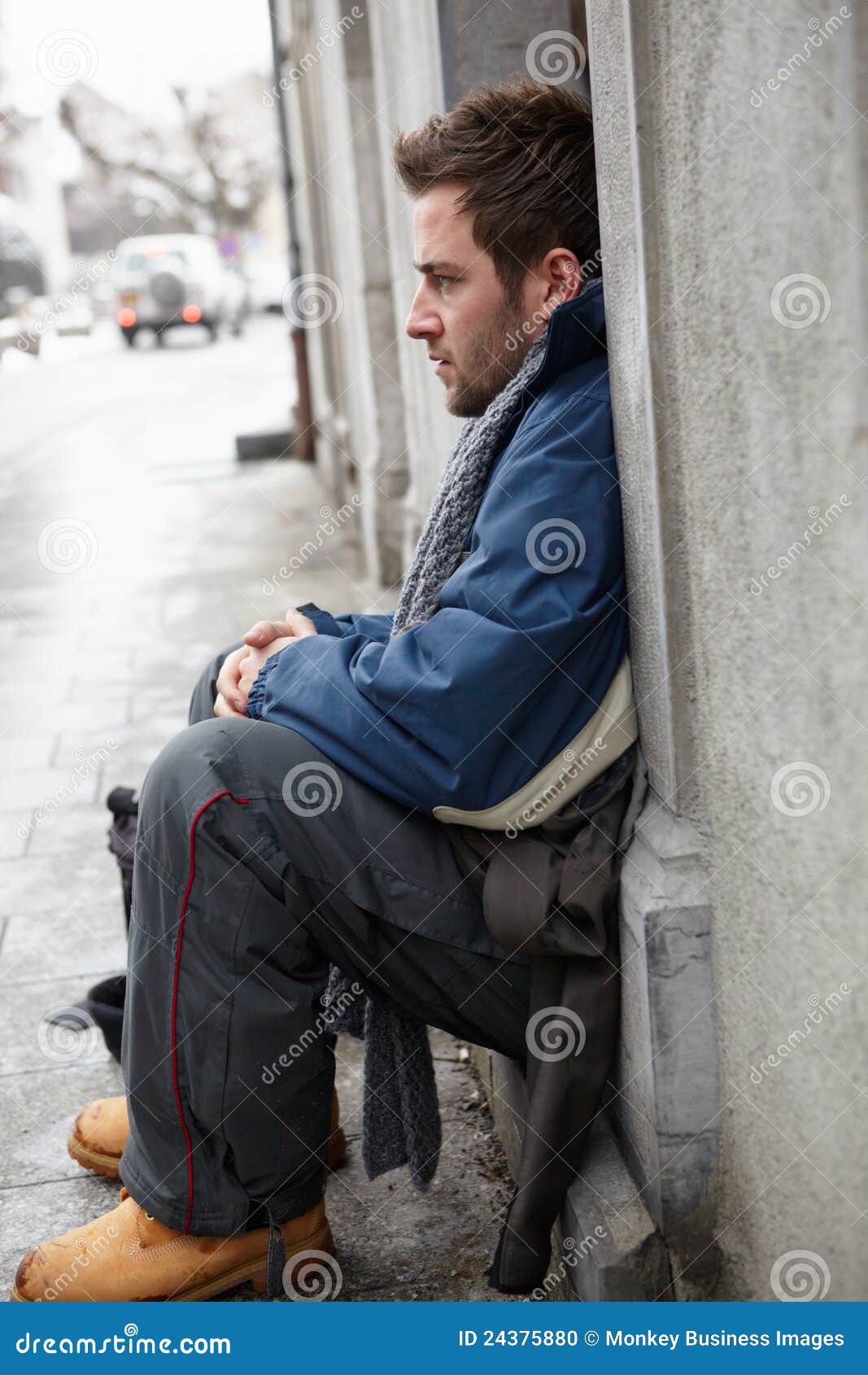 Man Begging On The Street With Help Sign Stock Photography ...