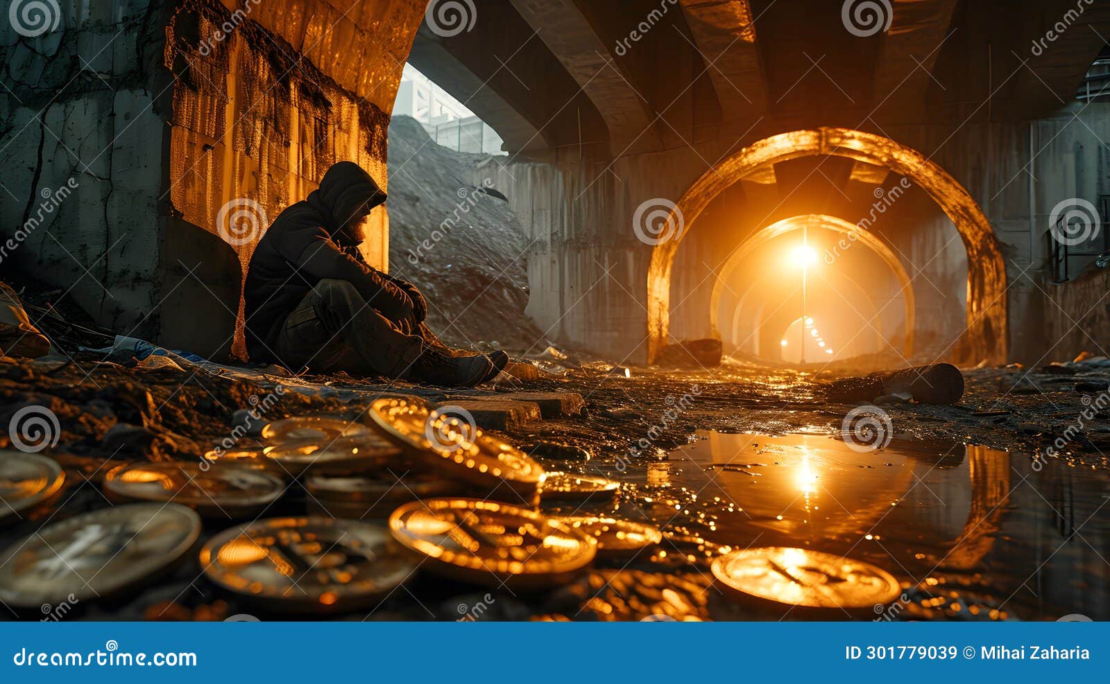 Homelessness and Cryptocurrency Contrast. Created with Generative AI ...