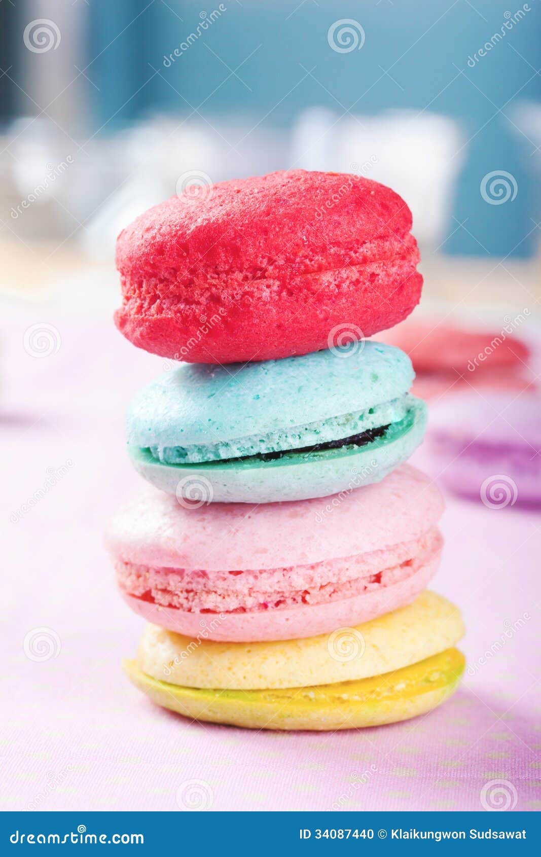 Homely Macaron Stack Close Up Stock Photo - Image of lemon, brown: 34087440