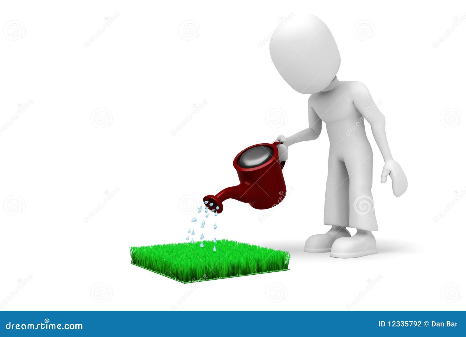 Homem 3d que molha a grama ilustração stock. Ilustração de isolado ...