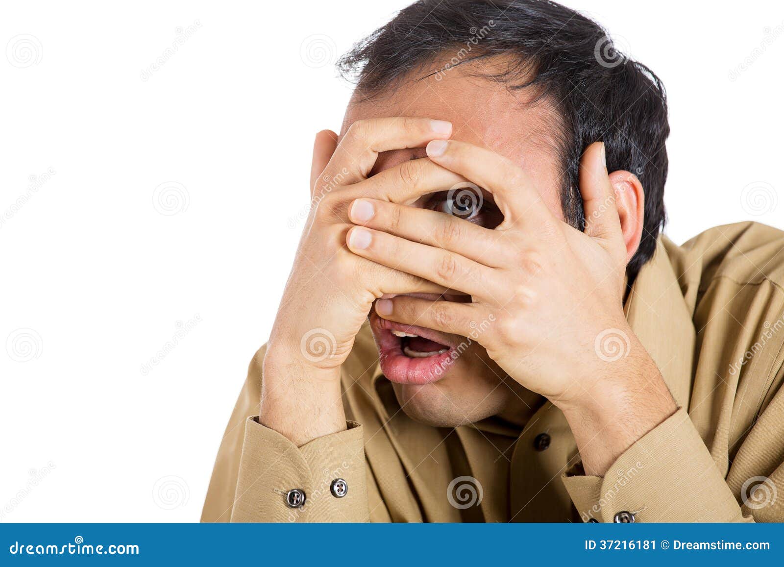 Homem assustado imagem de stock. Imagem de receoso, medo - 37216181