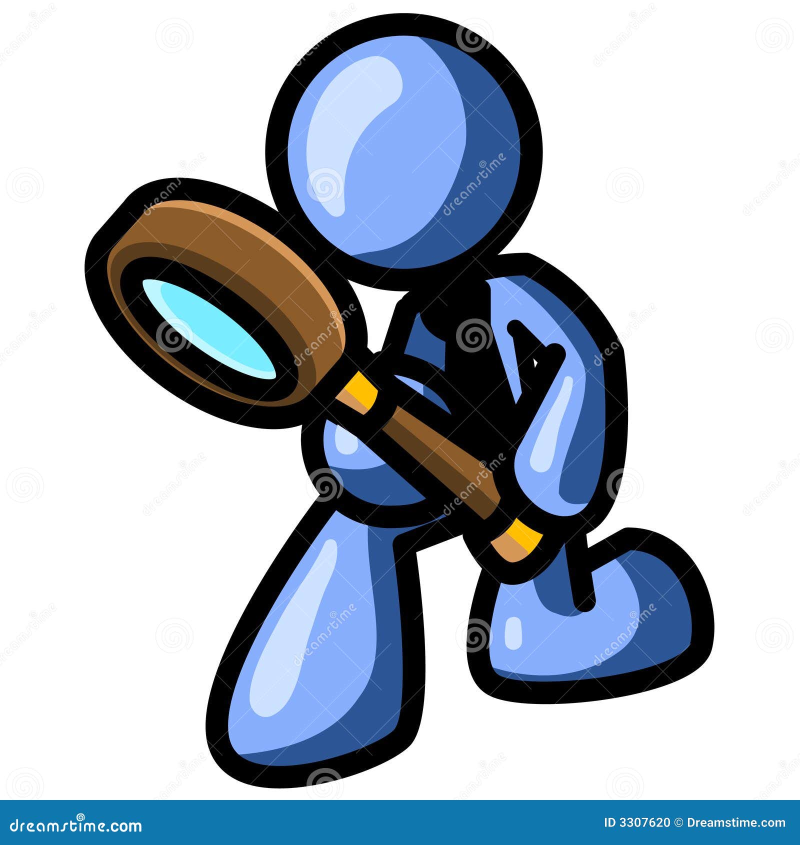 Homem azul com lupa ilustração do vetor. Ilustração de busca - 3307620