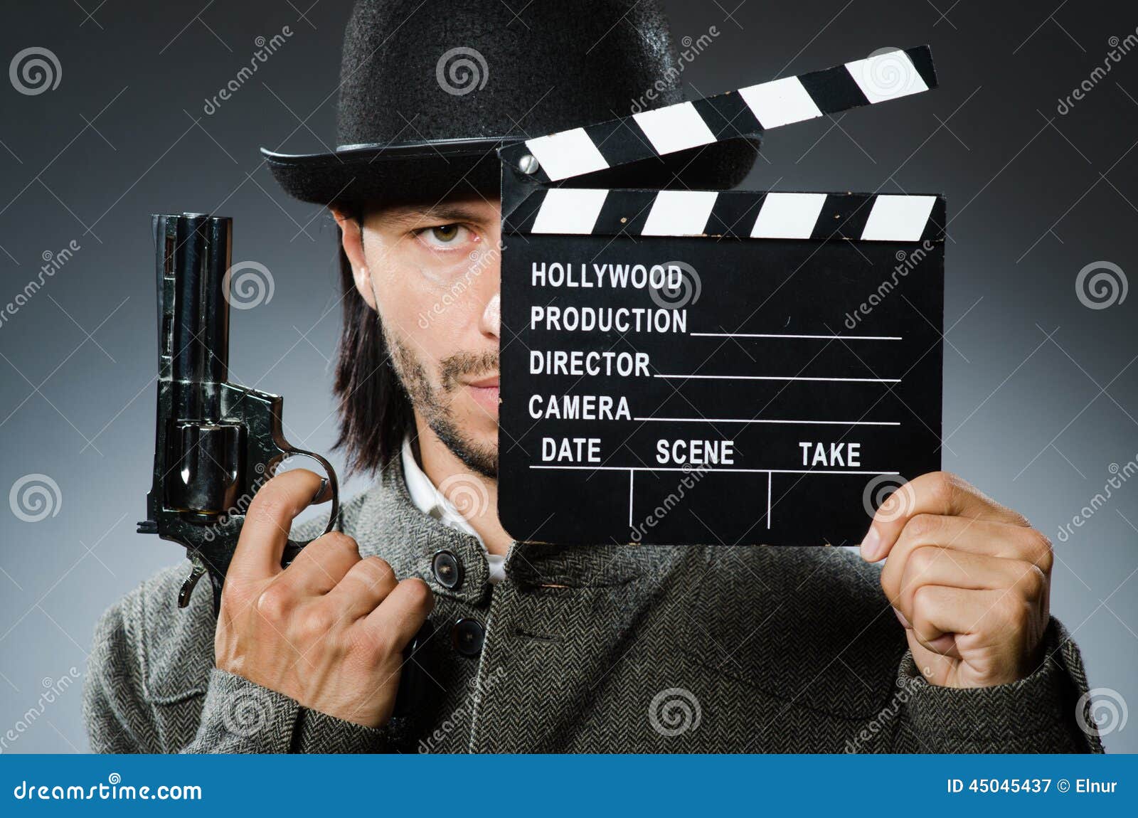 Homem com arma e filme imagem de stock. Imagem de movimento - 45045437