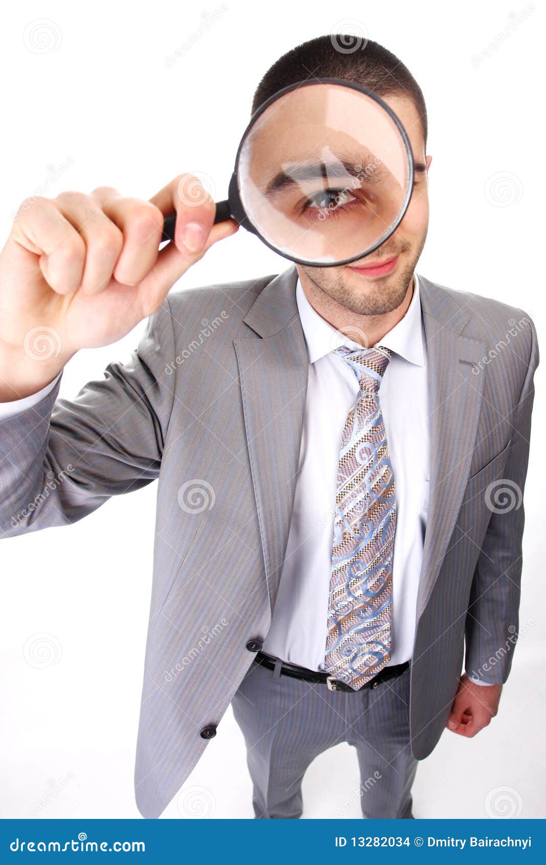 Homem com lupa foto de stock. Imagem de ampliar, vidro - 13282034