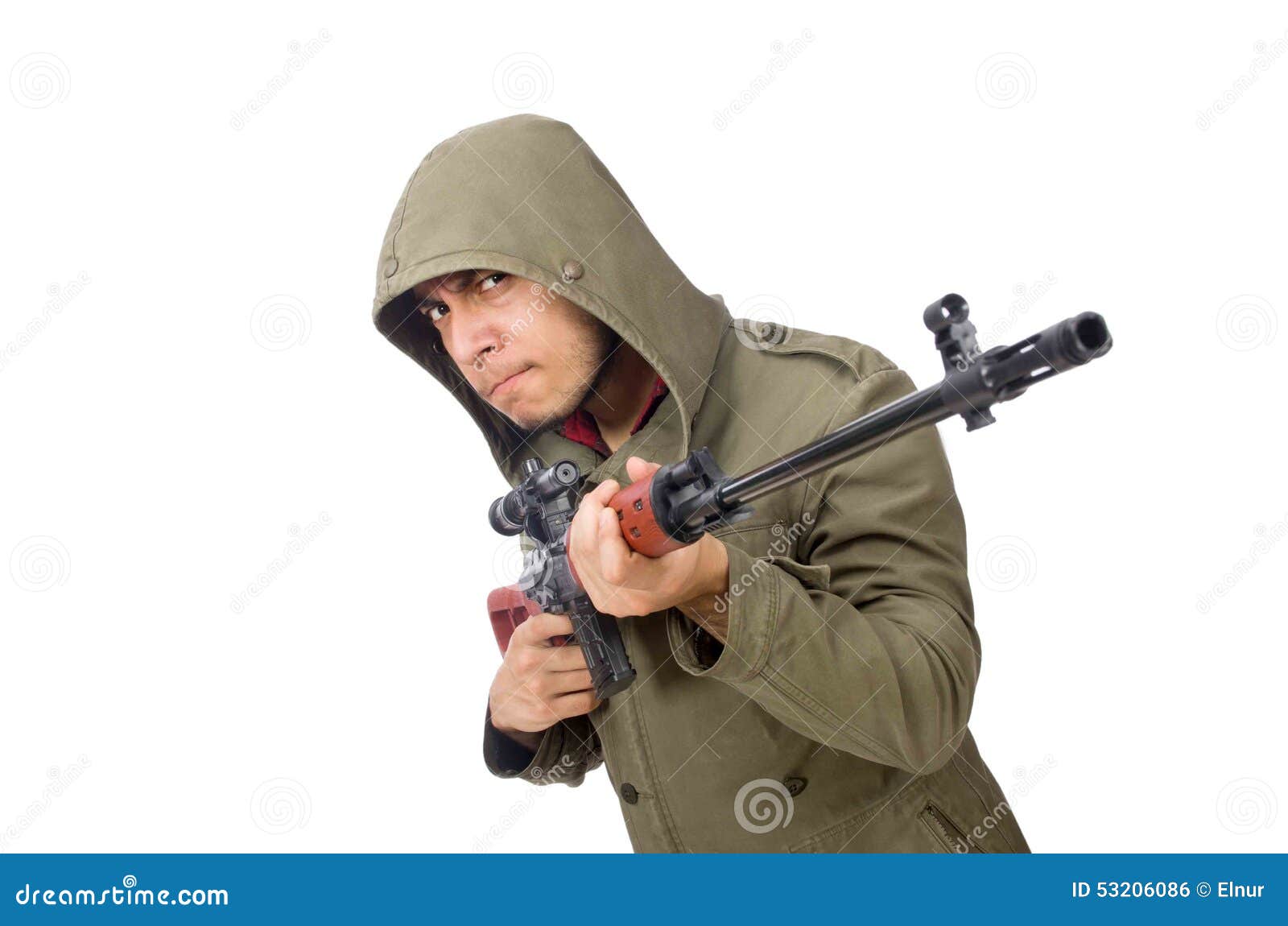 Homem Com Uma Arma Isolada No Branco Foto de Stock - Imagem de batalha ...