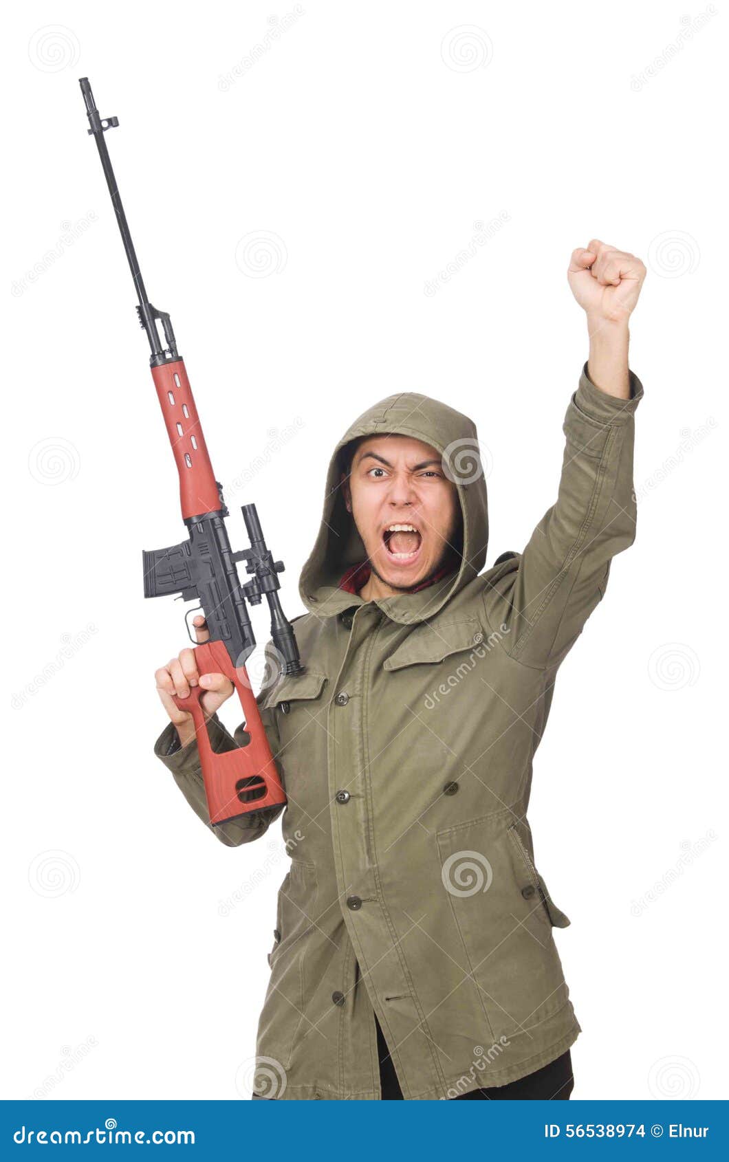 Homem Com Uma Arma Isolada No Branco Foto de Stock - Imagem de tiro ...