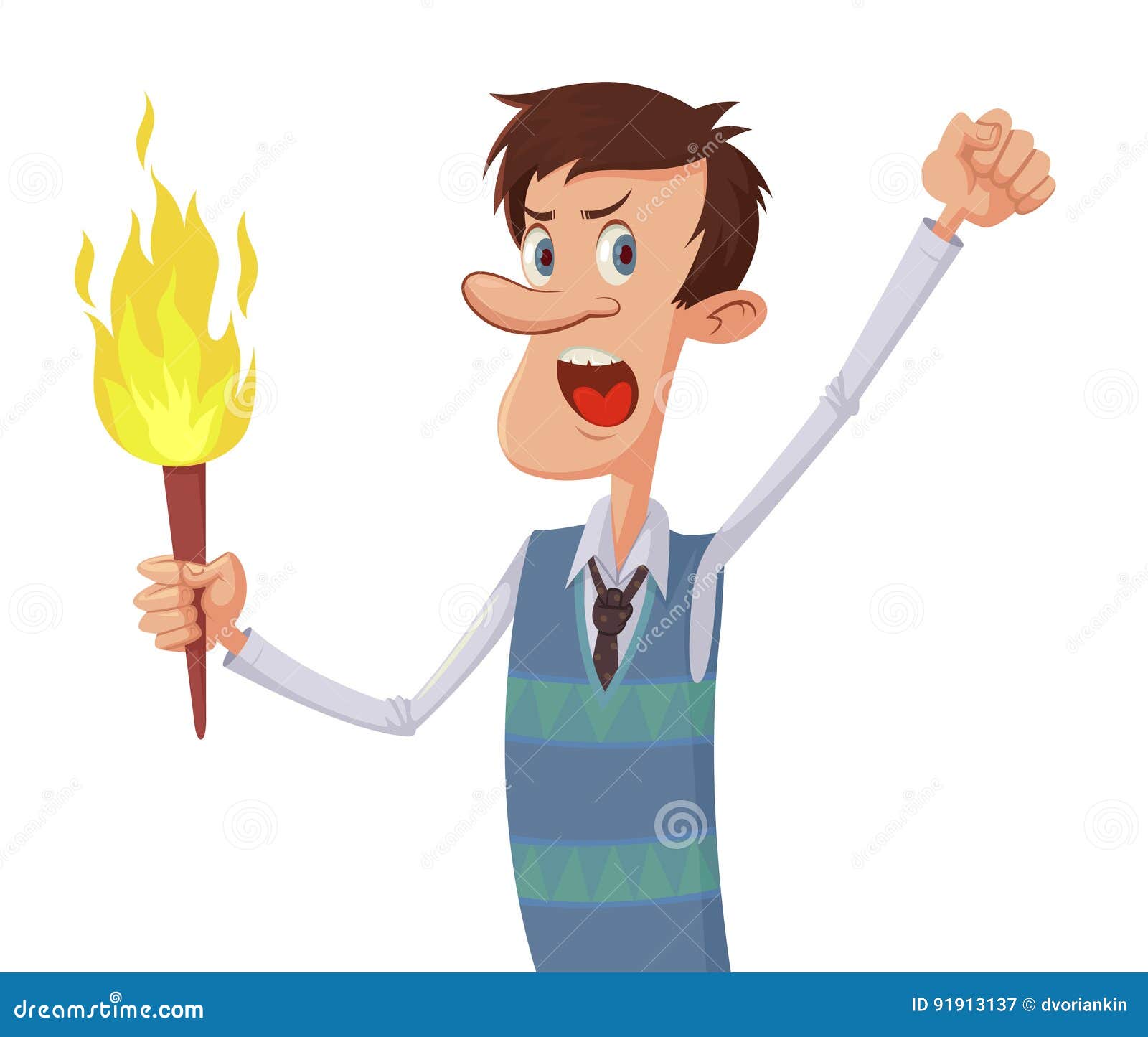Homem com uma tocha ilustração do vetor. Ilustração de motim - 91913137