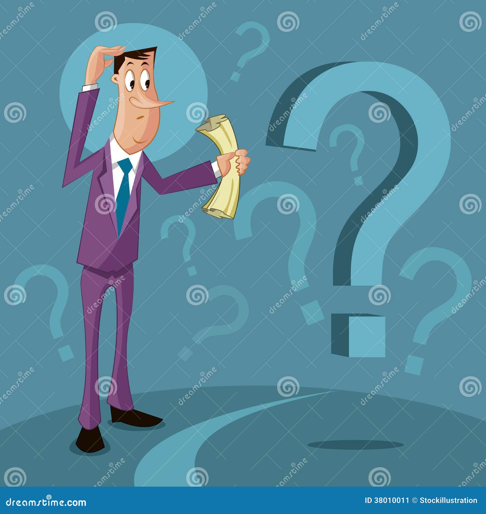 Homem Confuso Com Ponto De Interrogação Ilustração do Vetor ...
