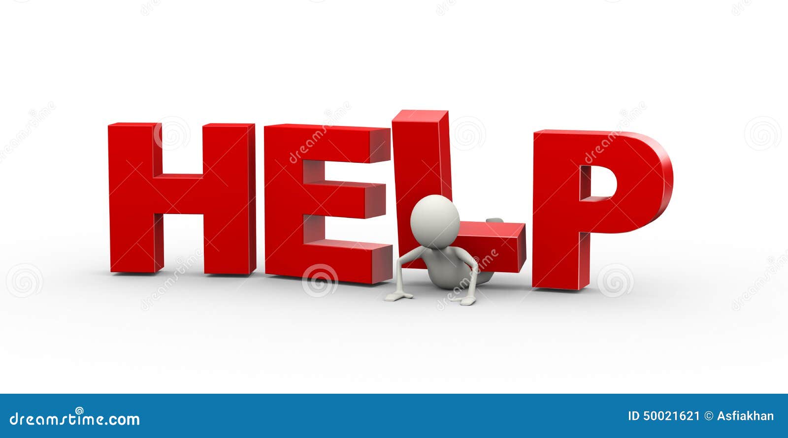 Homem 3d Prendido Na Ajuda Da Palavra Ilustração Stock - Ilustração de ...