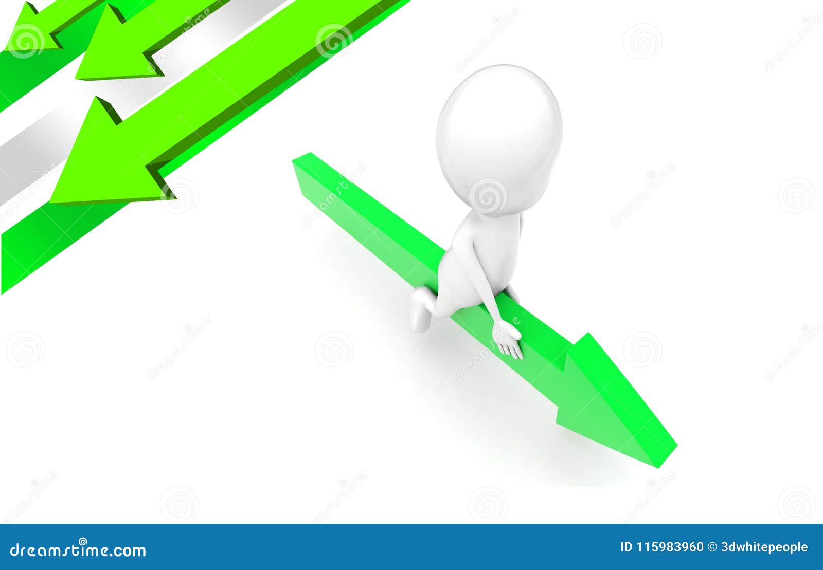 Homem 3d Que Senta-se No Conceito Verde Da Seta Ilustração Stock ...