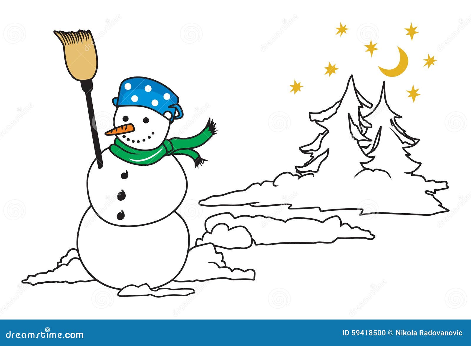 Homem da neve ilustração do vetor. Ilustração de inverno - 59418500