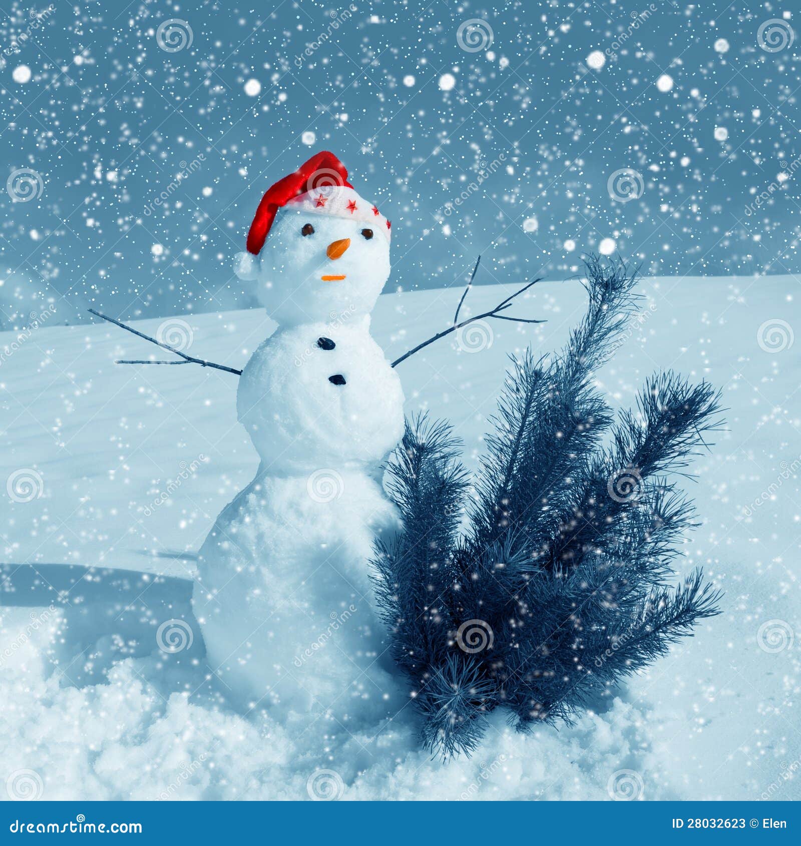 Homem da neve e neve imagem de stock. Imagem de azul - 28032623