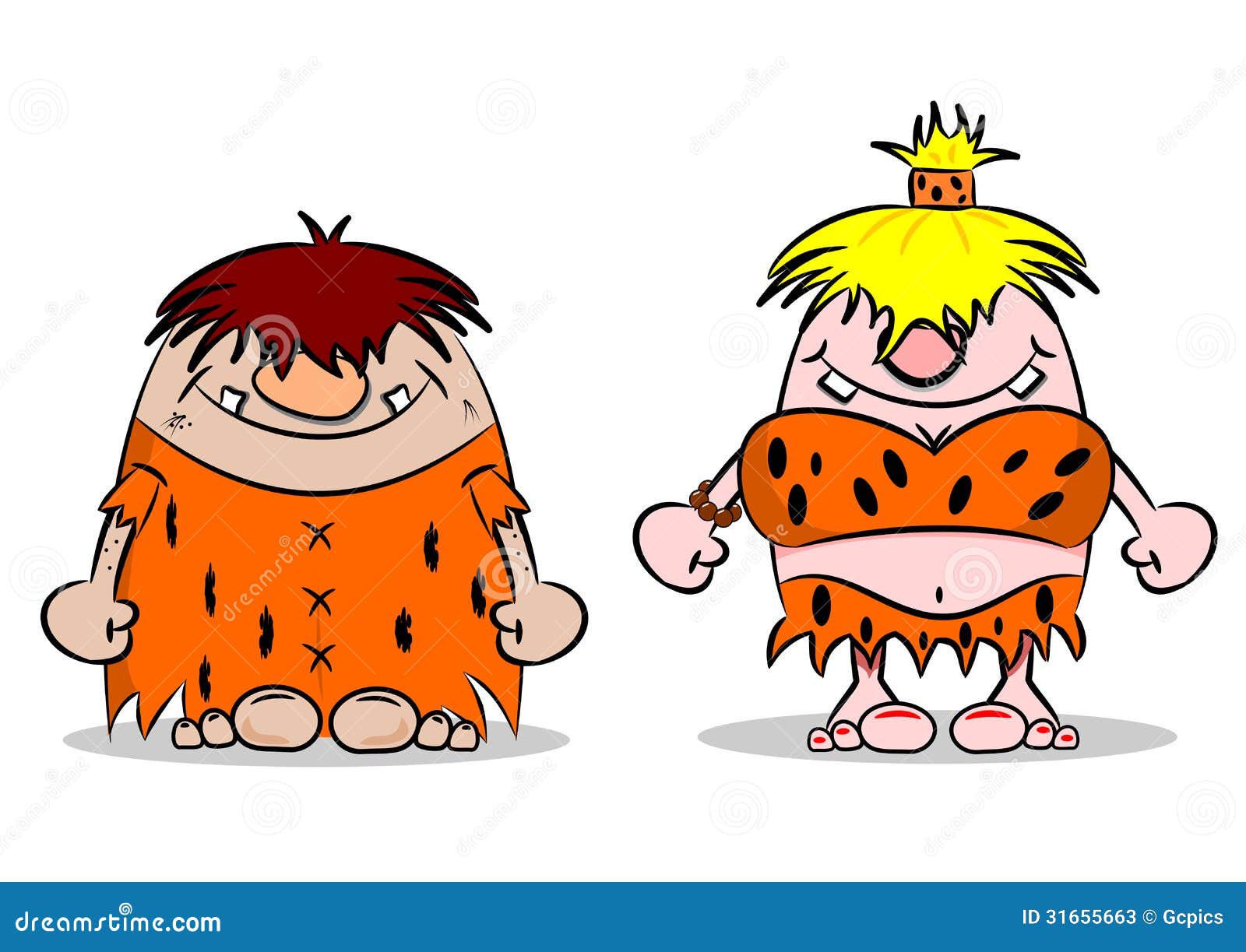 Homem Das Cavernas E Esposa Dos Desenhos Animados Ilustração do Vetor ...