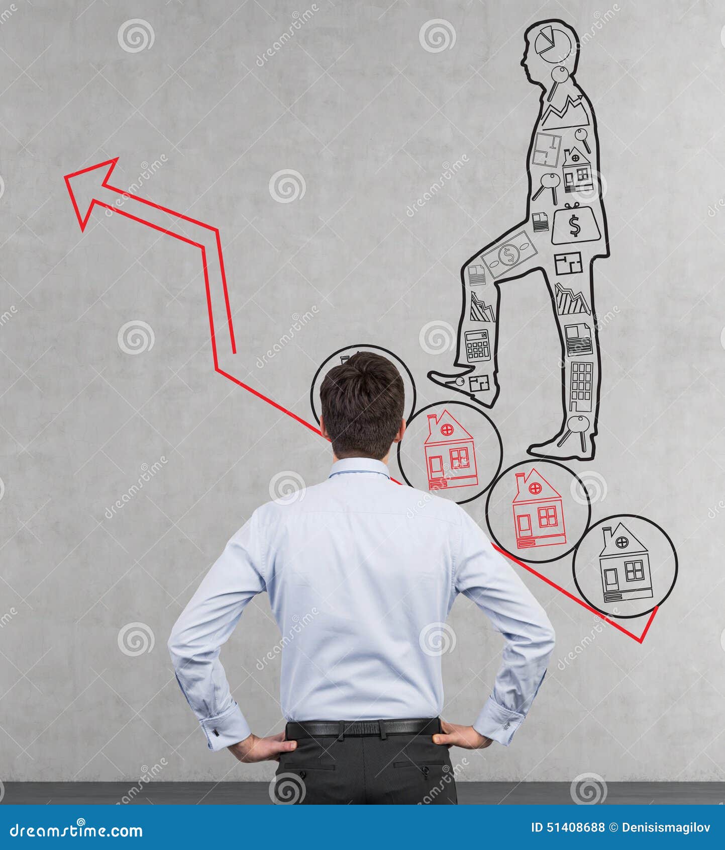 Homem Do Desenho Que Anda Na Seta Foto de Stock - Imagem de taxa, real ...